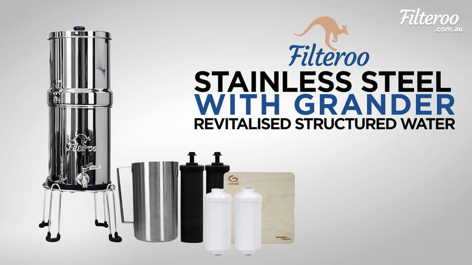 Filteroo® Stainless Steel Gravity Water Filter with Grander - Product ...