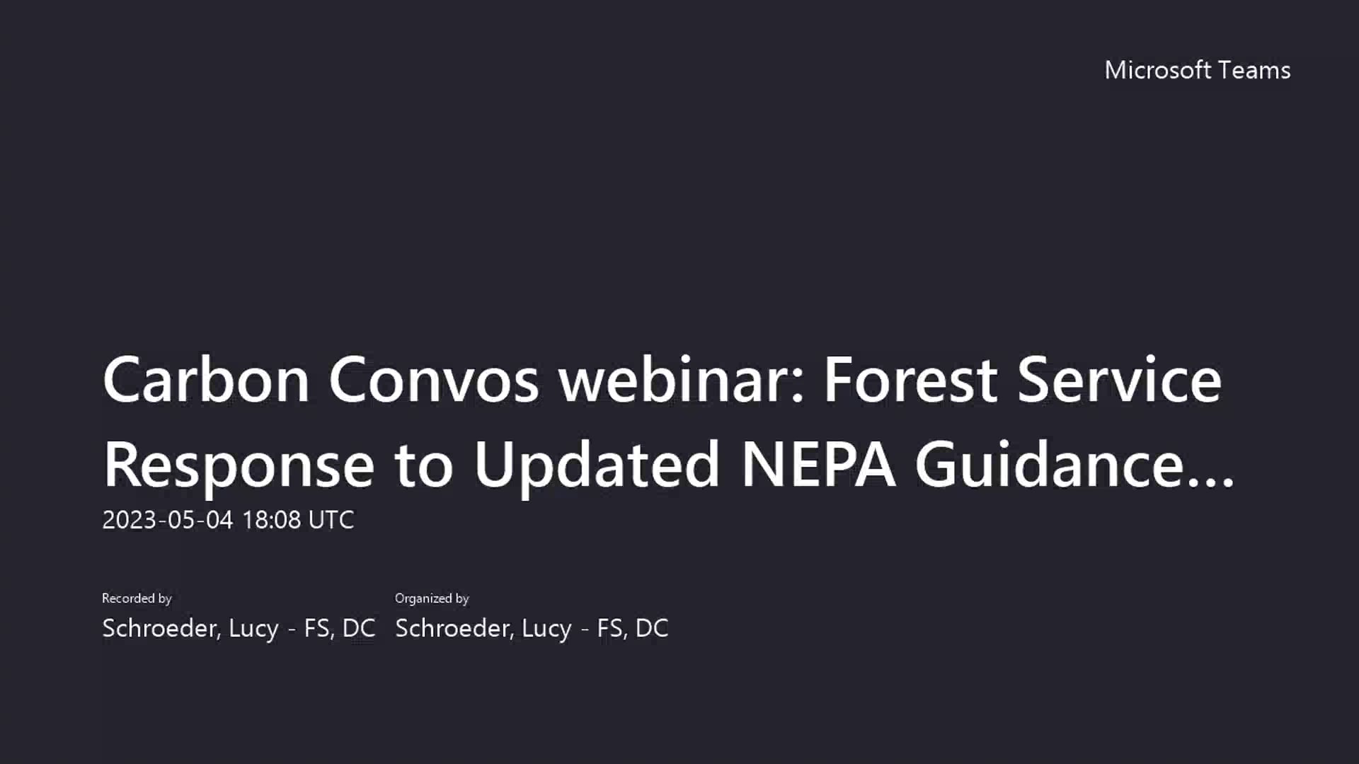 Carbon Convos webinar: Forest Service Response to Updated NEPA Guidance ...