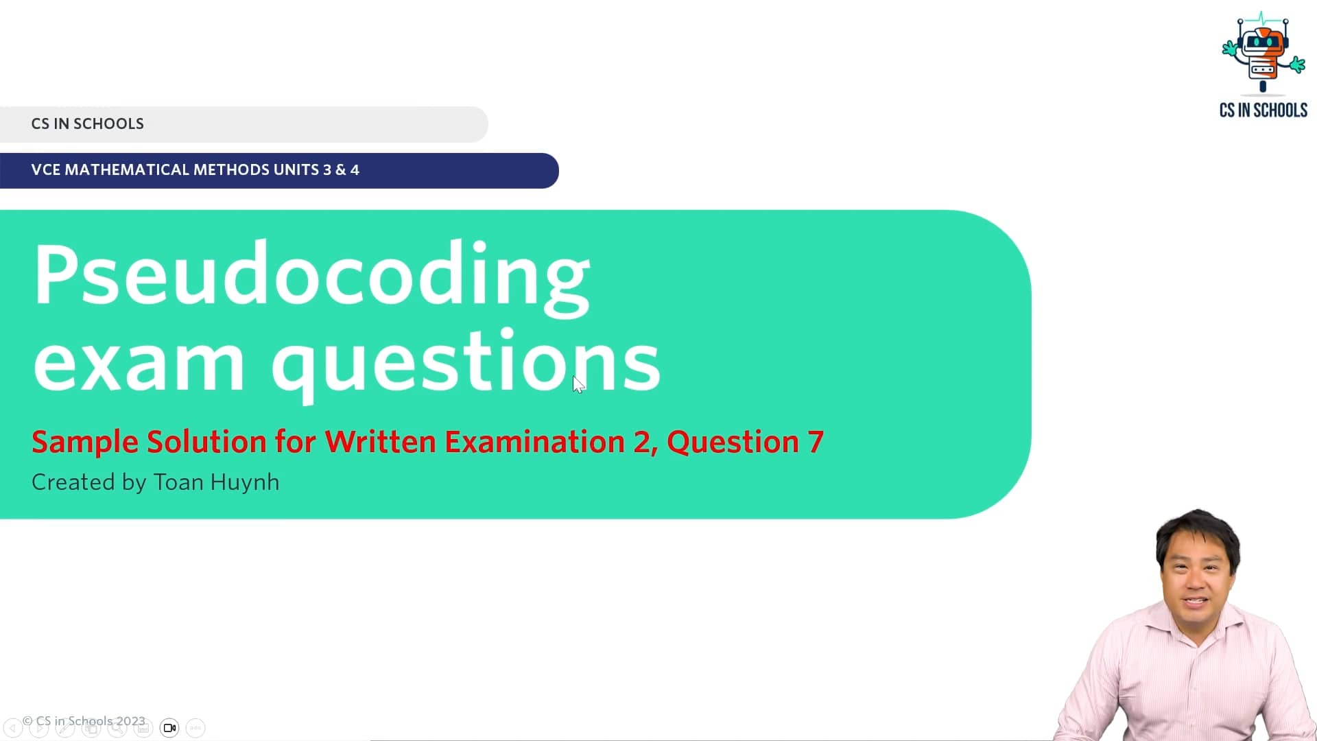 VCE Methods, Sample Exam 2, Question 7 on Vimeo