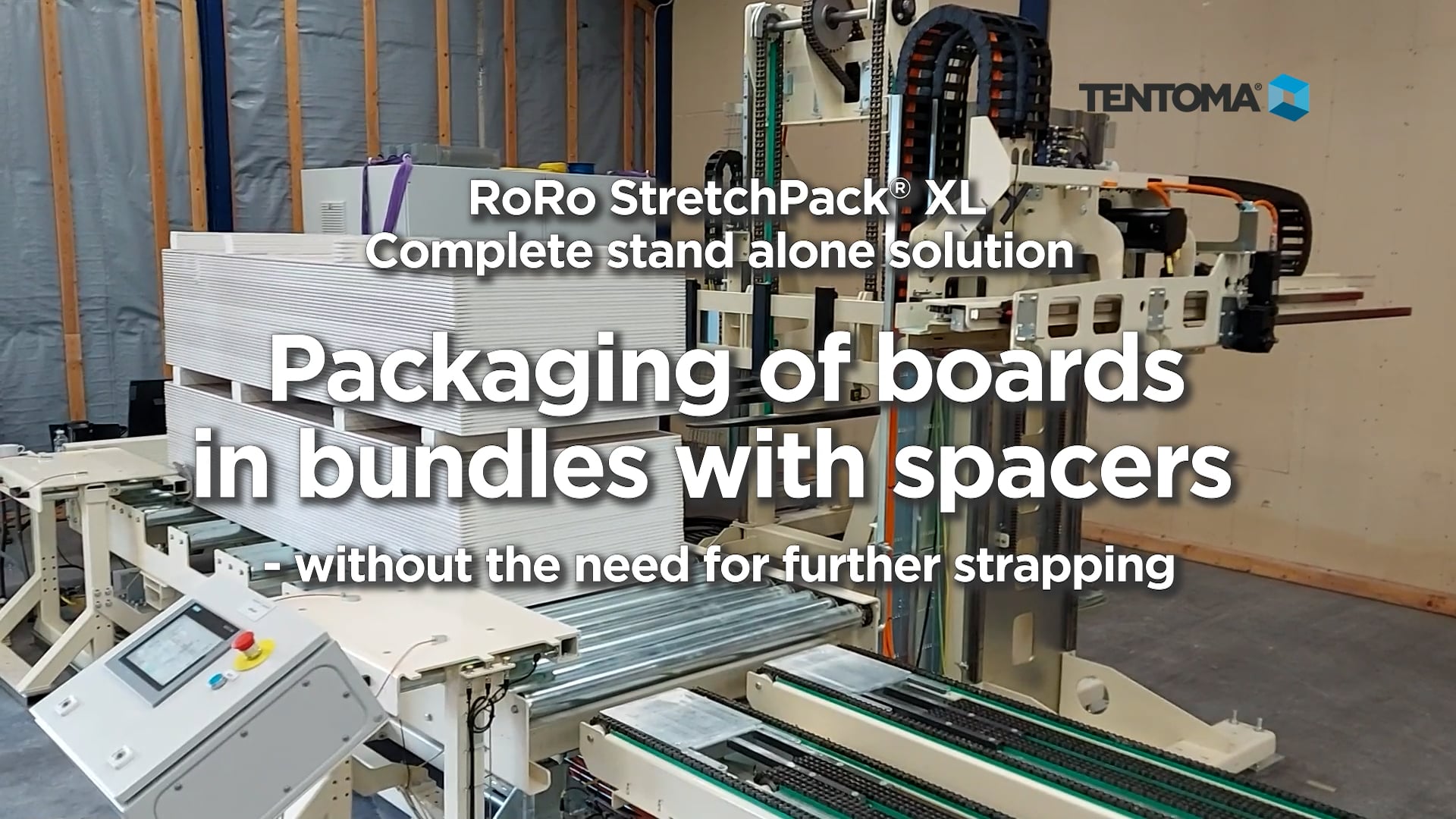 Packaging machine for plasterboards in bundles with spacers | Videos ...