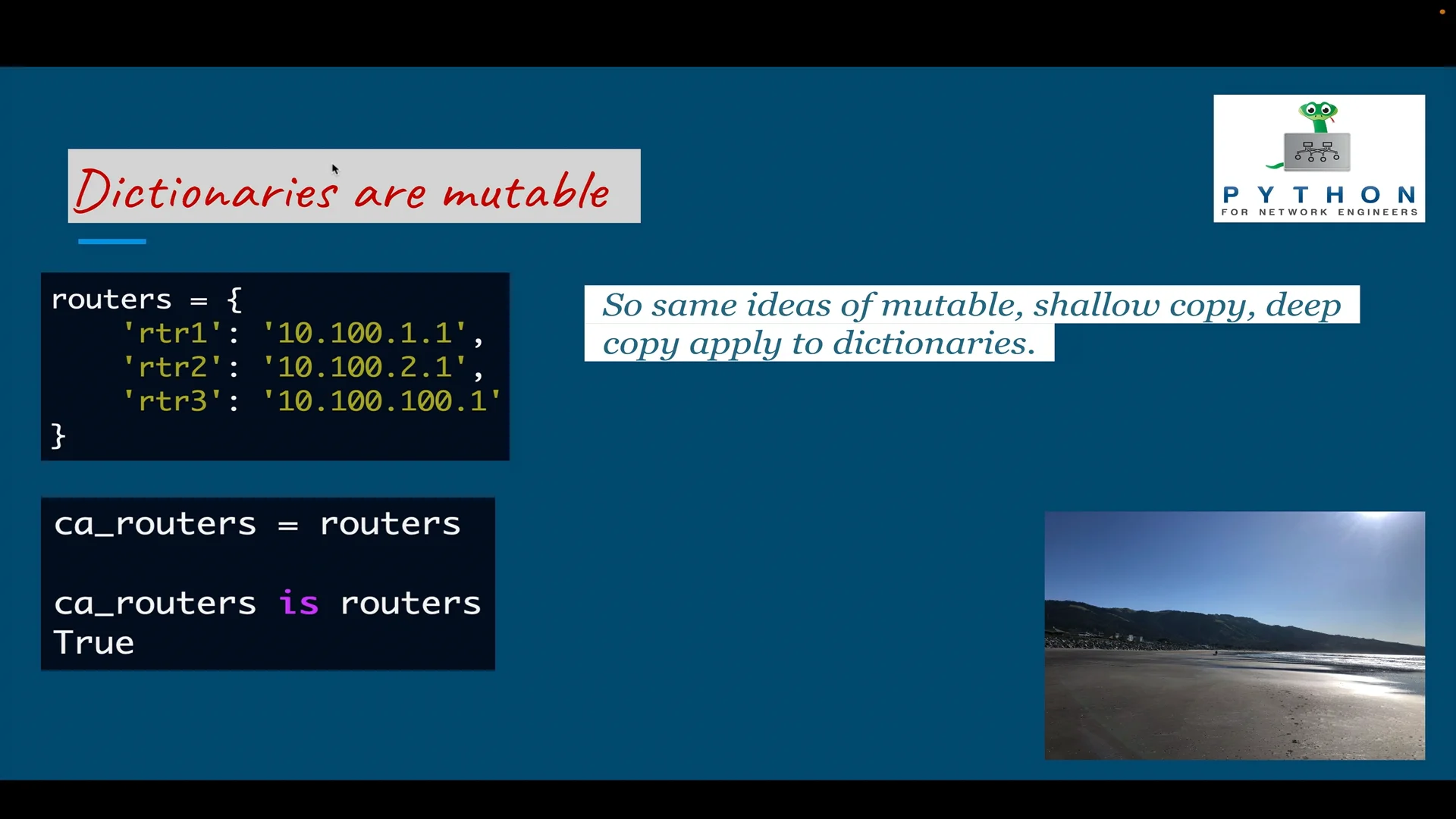 Learning Python - Week4 / Dictionaries are Mutable on Vimeo
