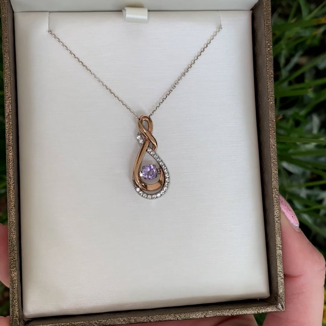 Rose Gold & Sterling Silver Diamond & Dancing Amethyst Necklace on Vimeo