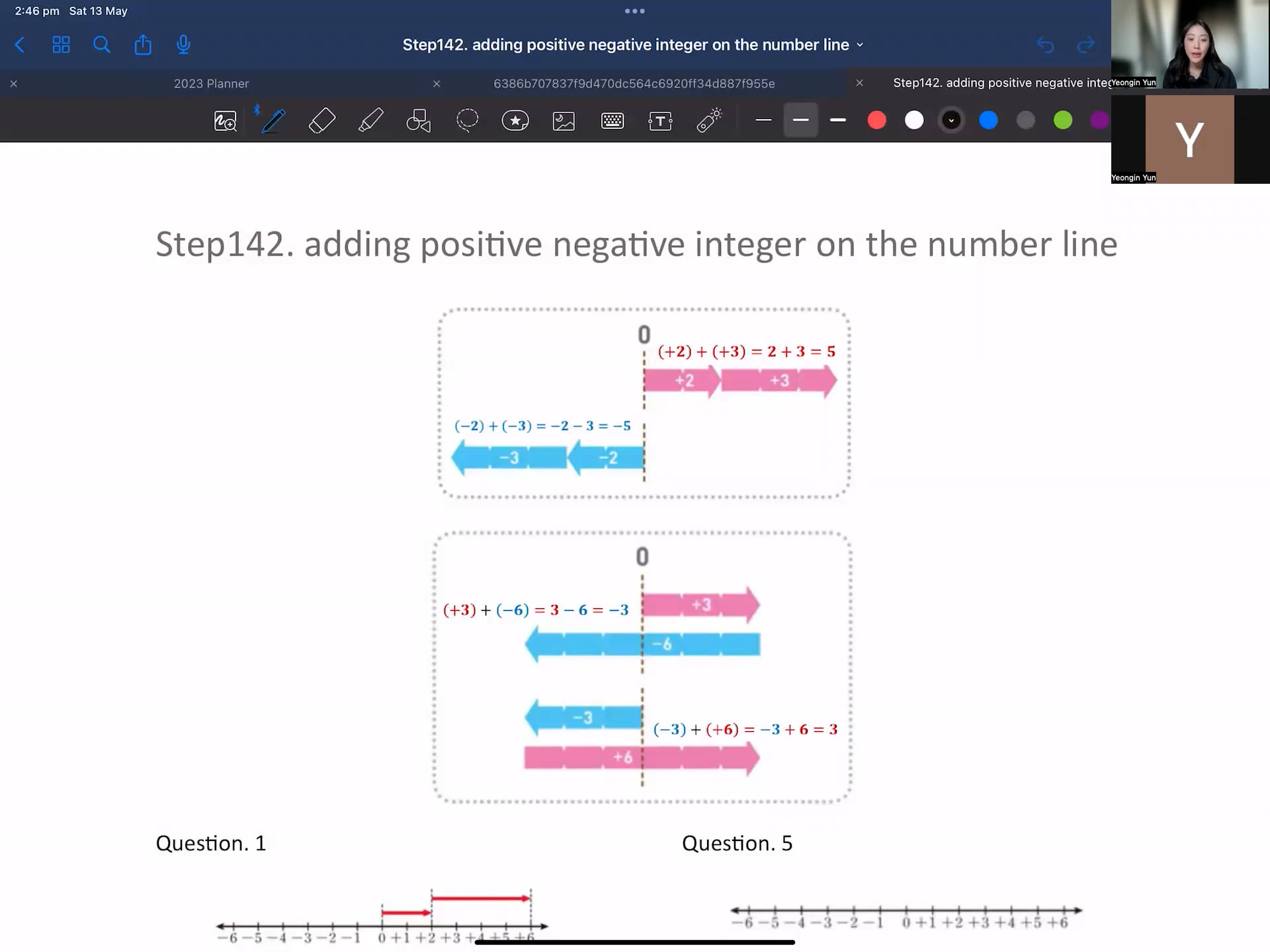 Step 142. Adding positive negative integer on number line on Vimeo