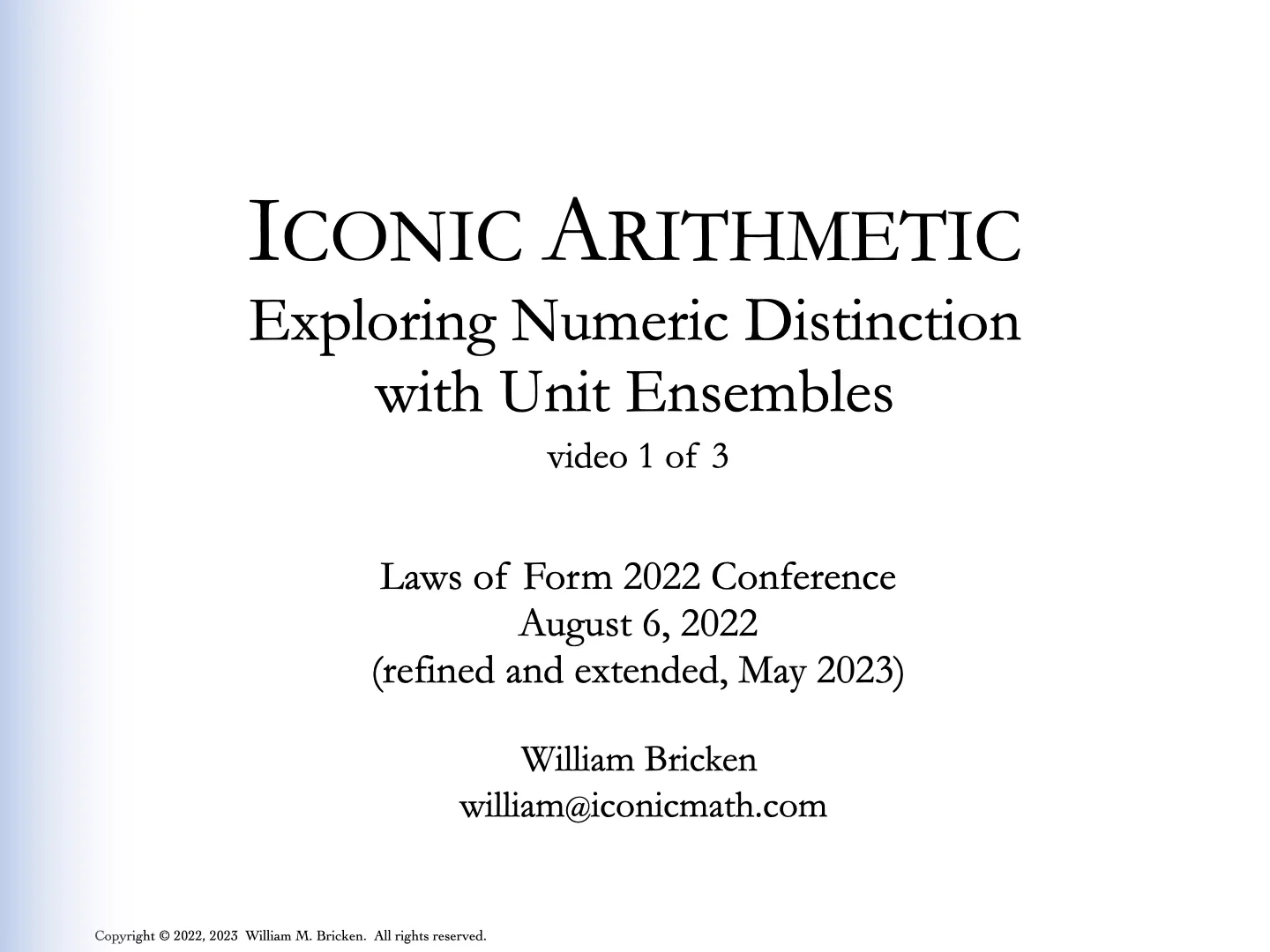 Iconic Arithmetic-Part I: Unit Ensembles-30m.230513
