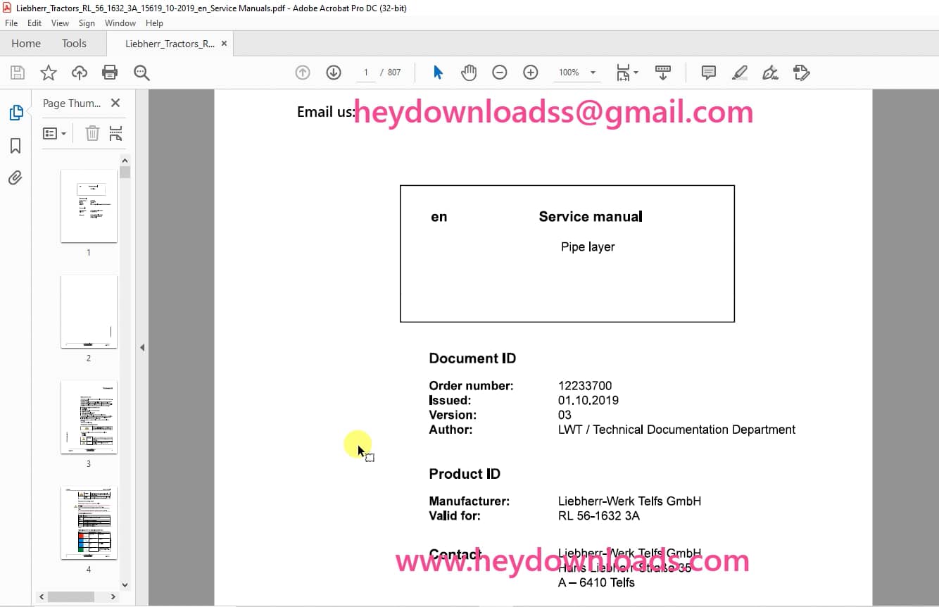 Liebherr RL 56 1632 3A Pipe Layer Service Manual - PDF DOWNLOAD on Vimeo