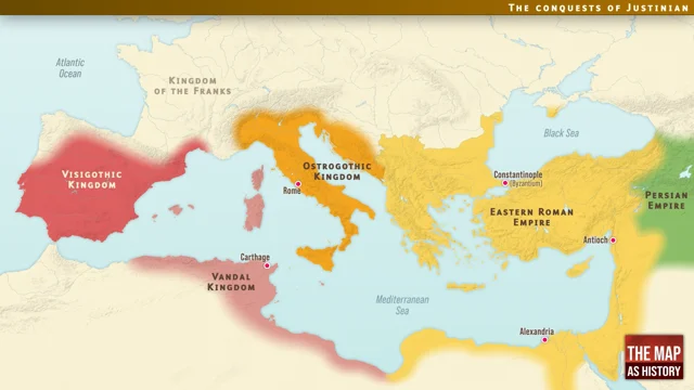 Byzantine Empire Map Justinian