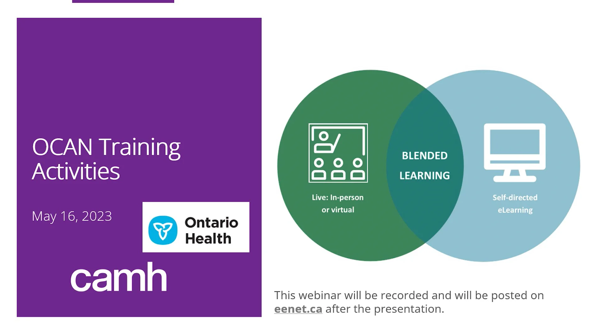 Virtual OCAN training series - Session 1 Demo of Training Activities to ...