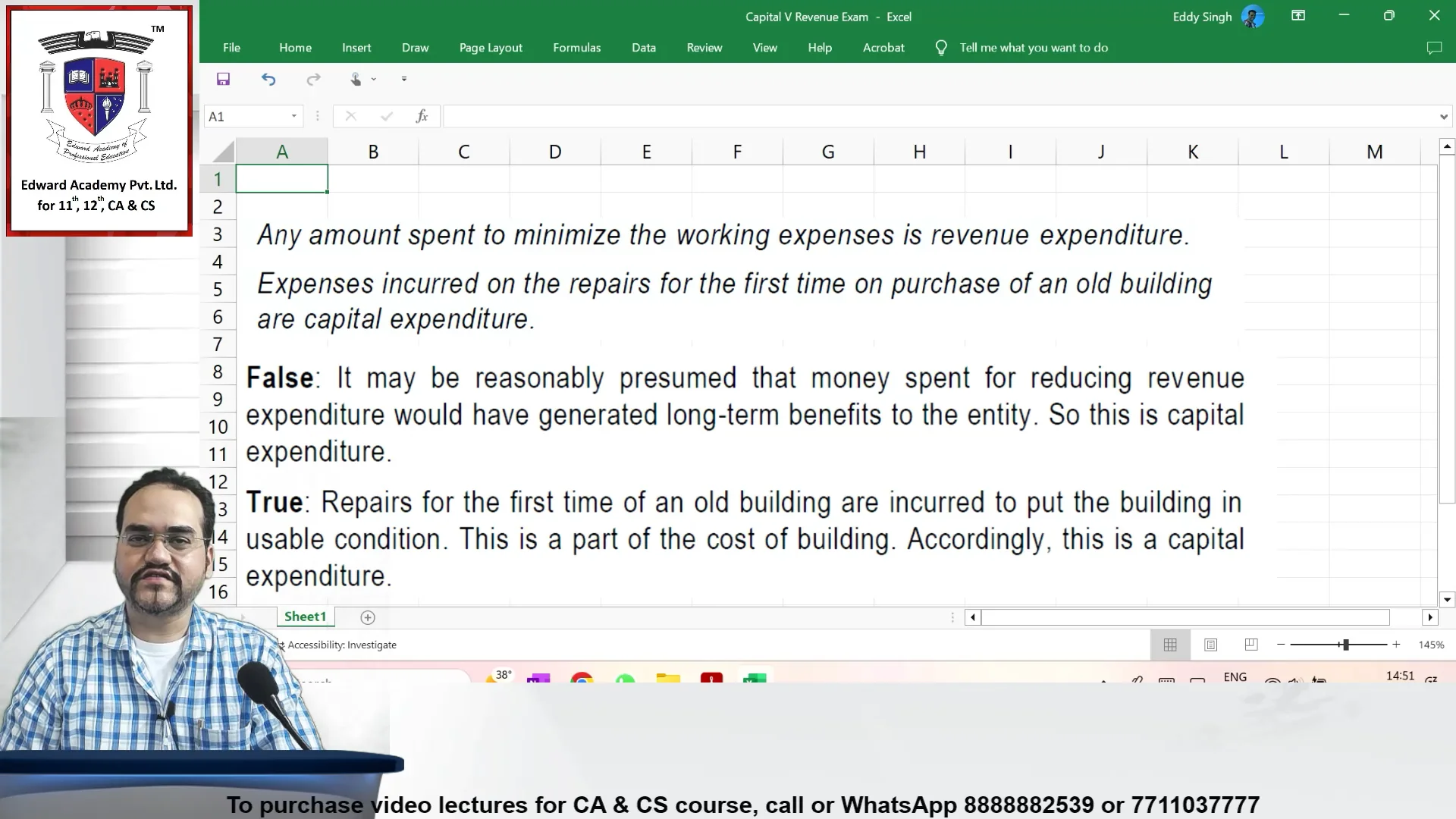 CAF Accounts Basics of Accounting S16 - CAPITAL V. REVENUE (5 to 10 Marks)