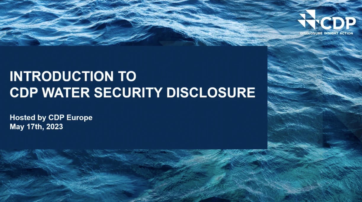 Introduction to CDP Water Security Disclosure 2023 on Vimeo