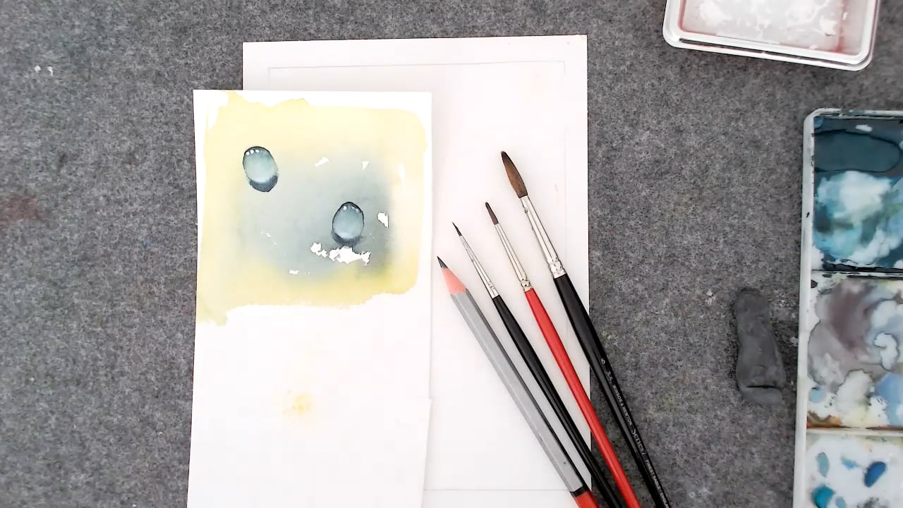 Aquarell Wassertropfen auf einem Blatt malen on Vimeo