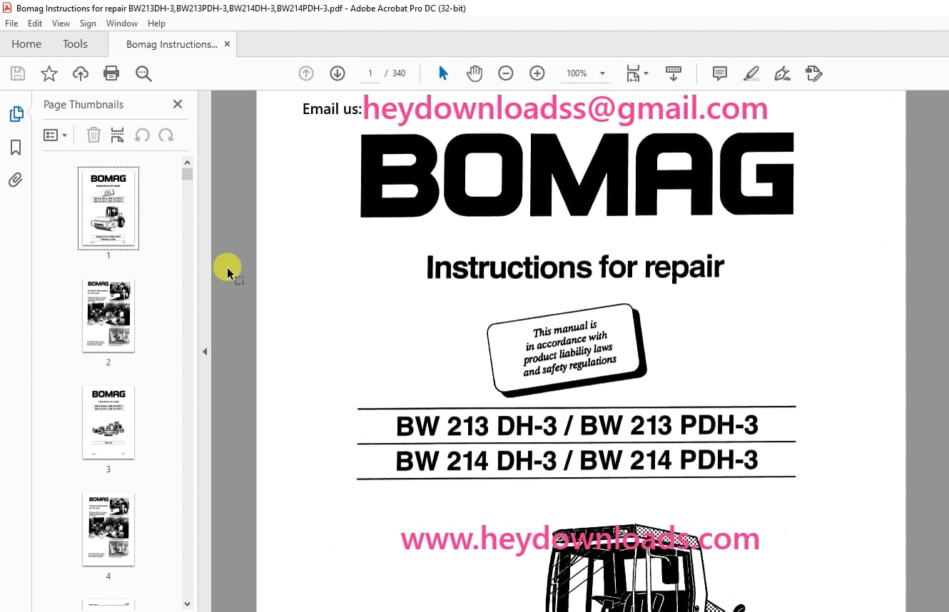 Bomag BW 213 DH-3 BW 213 PDH-3 BW 214 DH-3 BW 214 PDH-3 Single drum ...