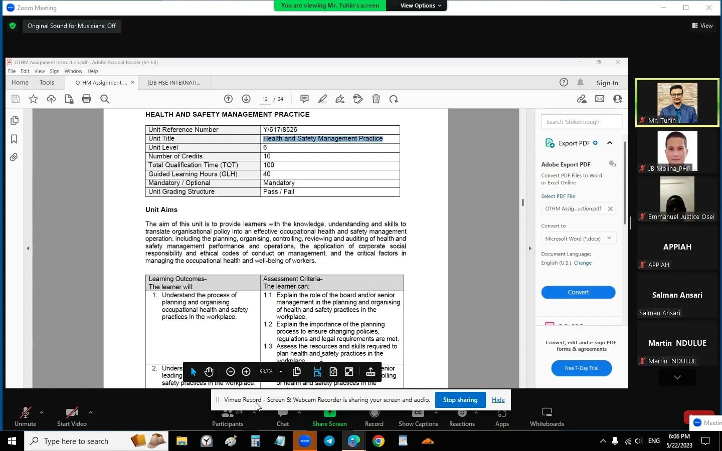 OTHM-L6-Unit 2-TASK-1 (5/22/2023, 6:06:28 PM) on Vimeo