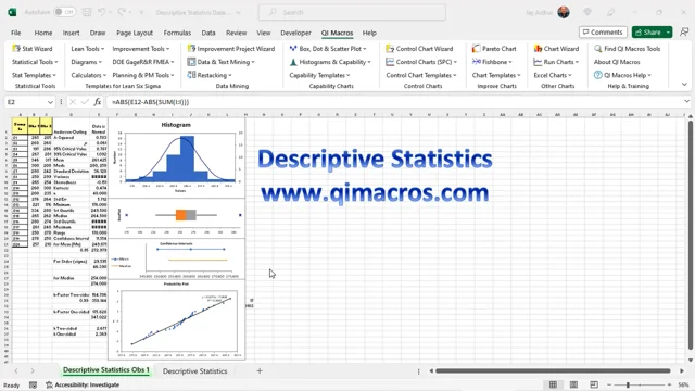 Descriptive Statistics Excel