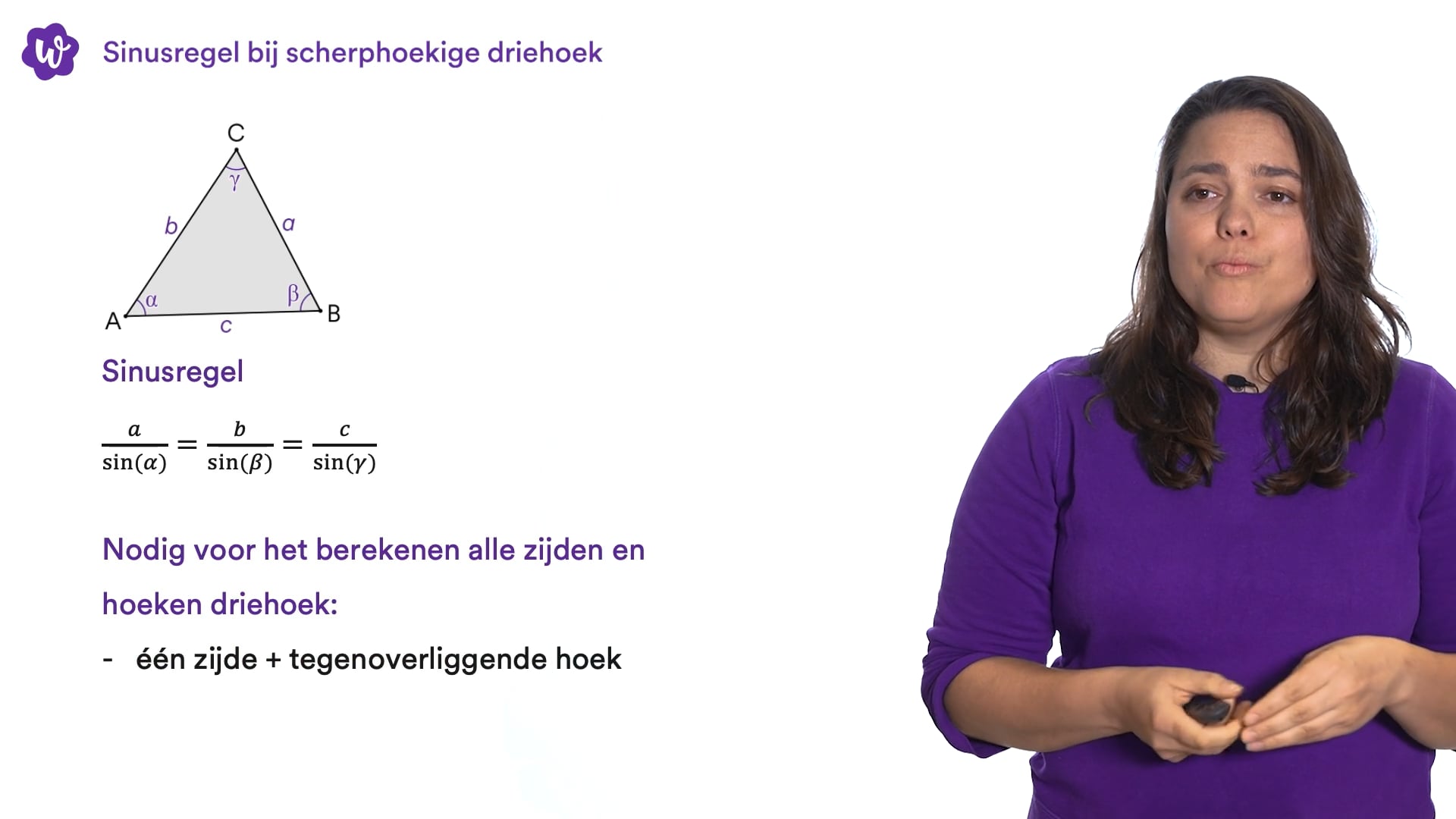Sinusregel bij scherphoekige driehoek oefenen | StudyGo