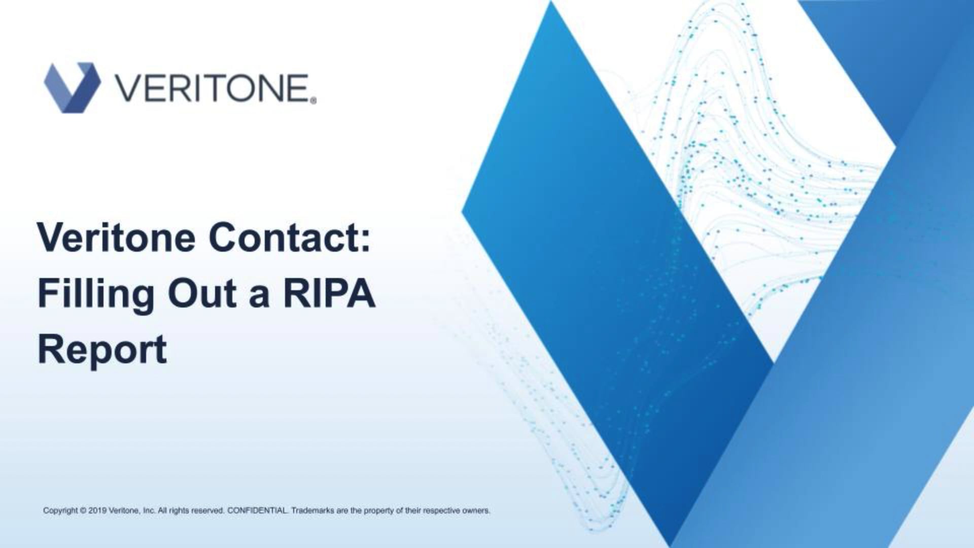 Veritone Contact: How to Create a RIPA Report