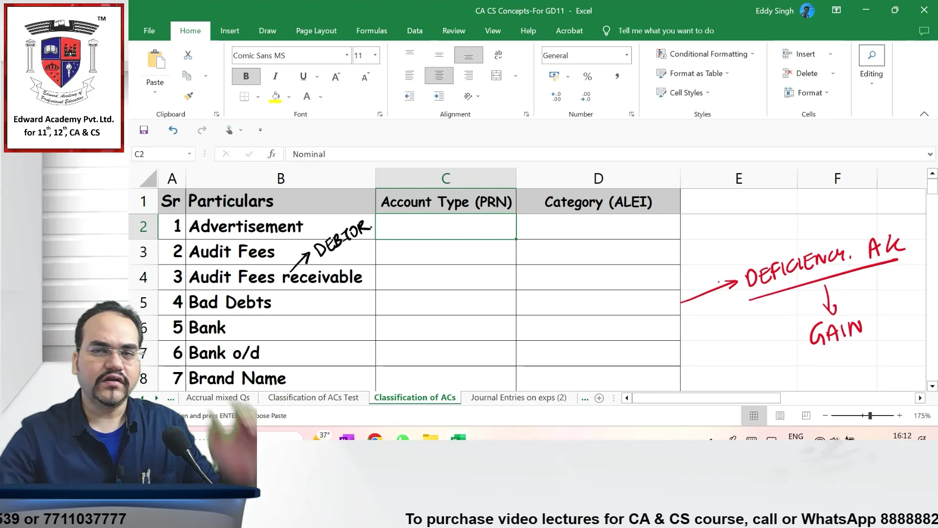 CAF Accounts Basics of Accounting S27 - Classifications of Accounts (5 ...