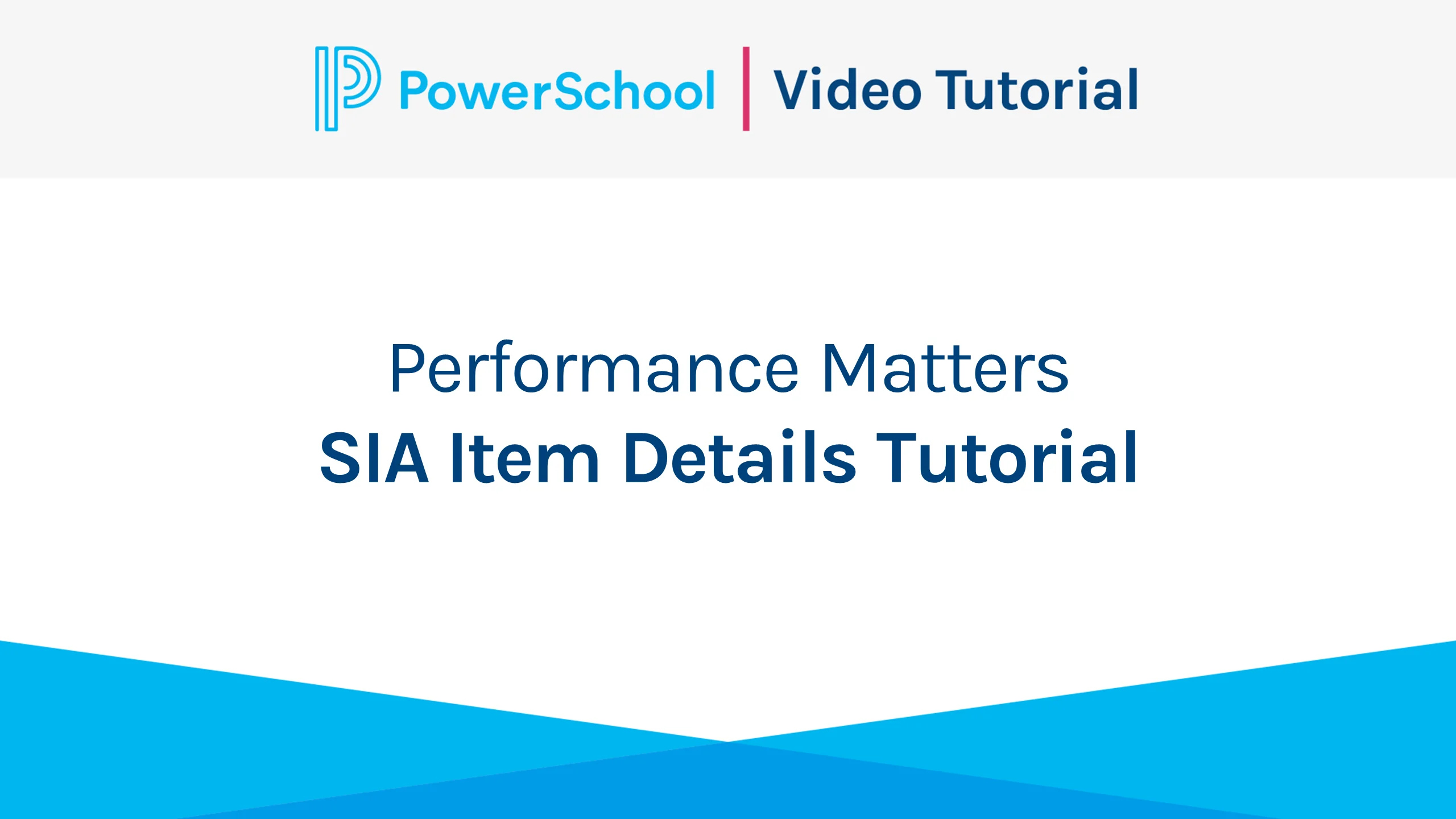 Performance Matters Video Tutorials - SIA Item Details on Vimeo