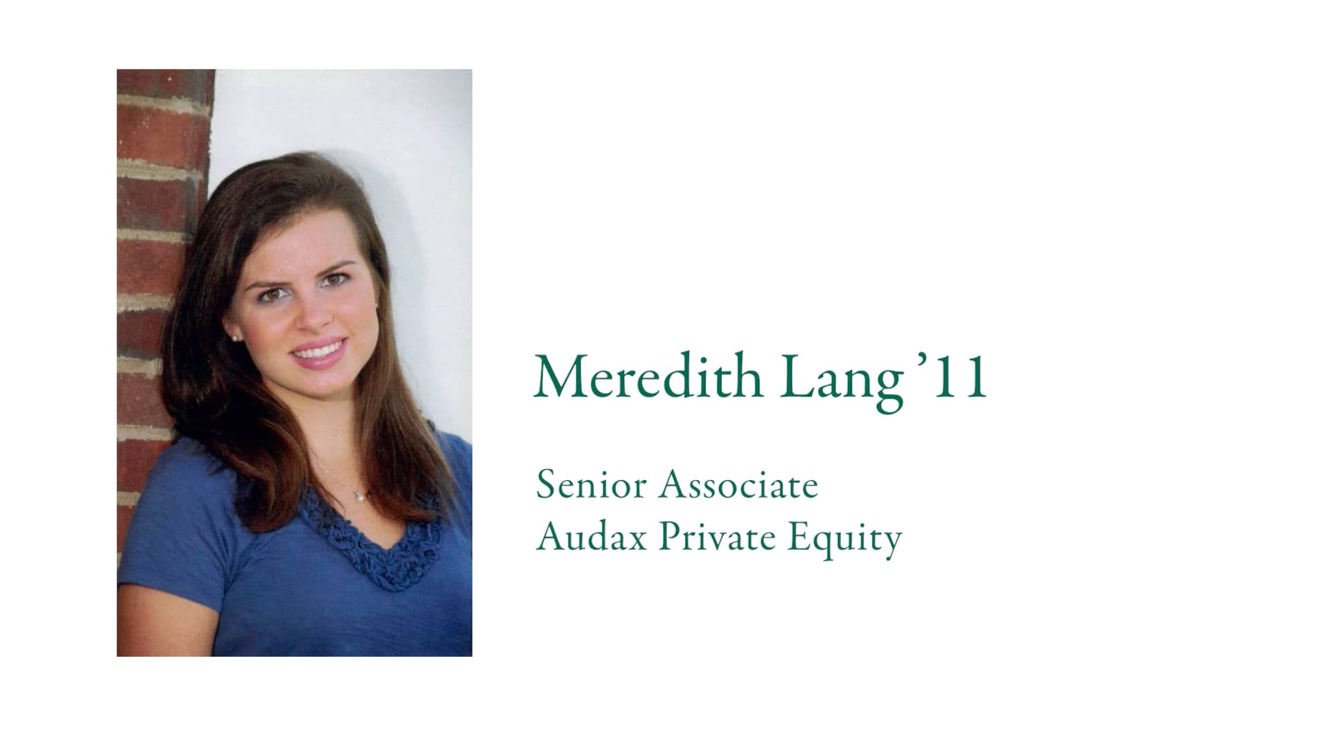 Alumna Profile: Meredith Lang ’11 on Vimeo