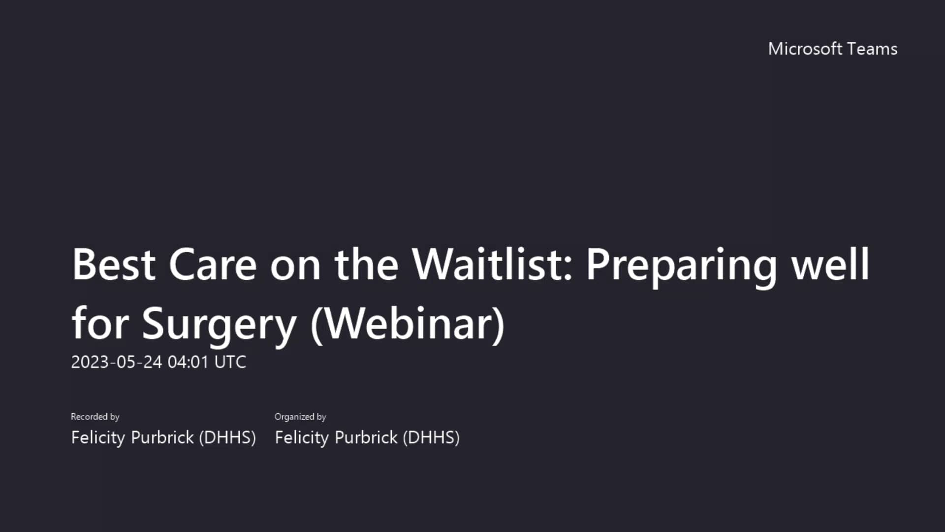 Best Care on the waitlist: Preparing well for surgery on Vimeo