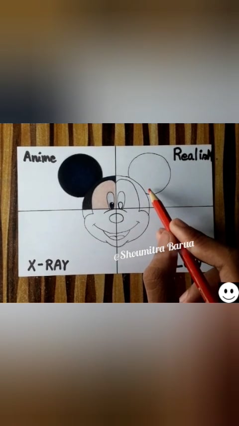 One Drawing, But 4 Different Styles ! *Mickey Mouse *Part 2 #shorts # ...