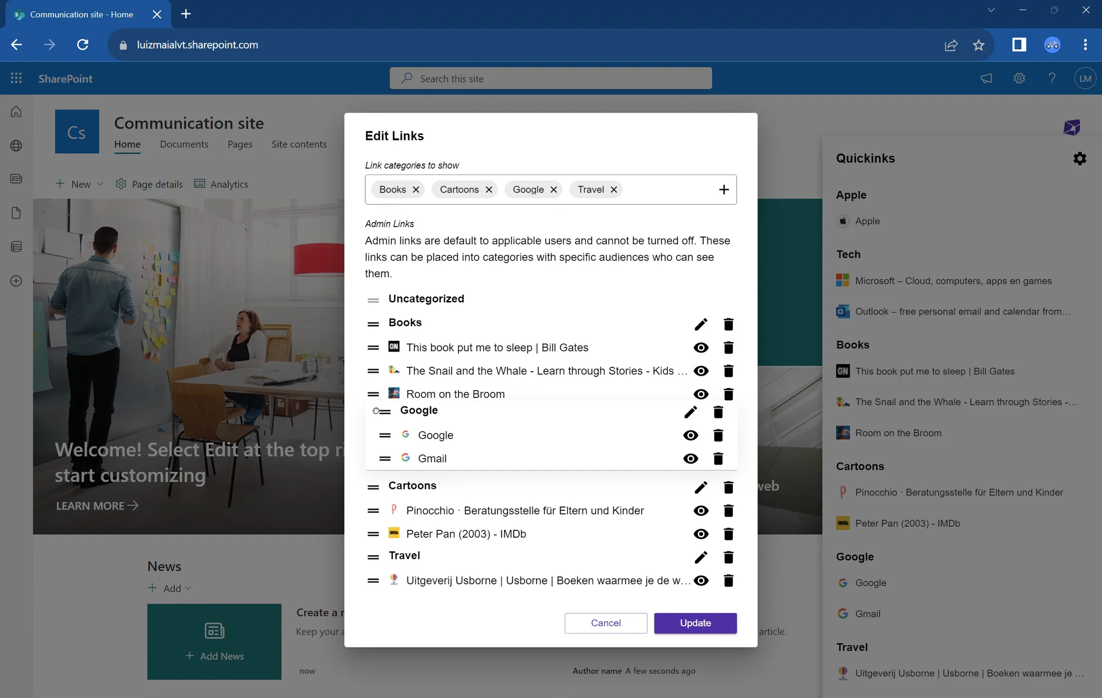 LiveTiles Intranet | New Quick-Links experience