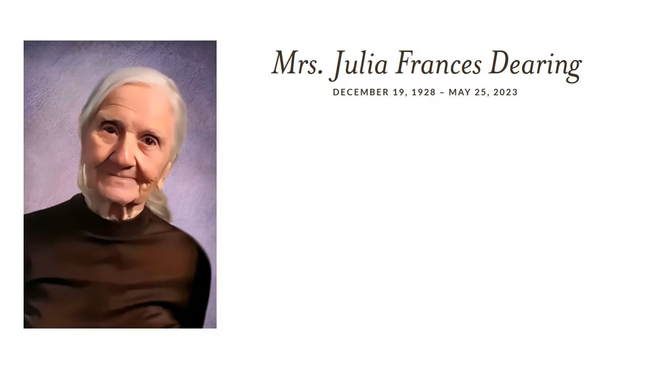 Mrs. Julia Frances Dearing Funeral Service on Vimeo