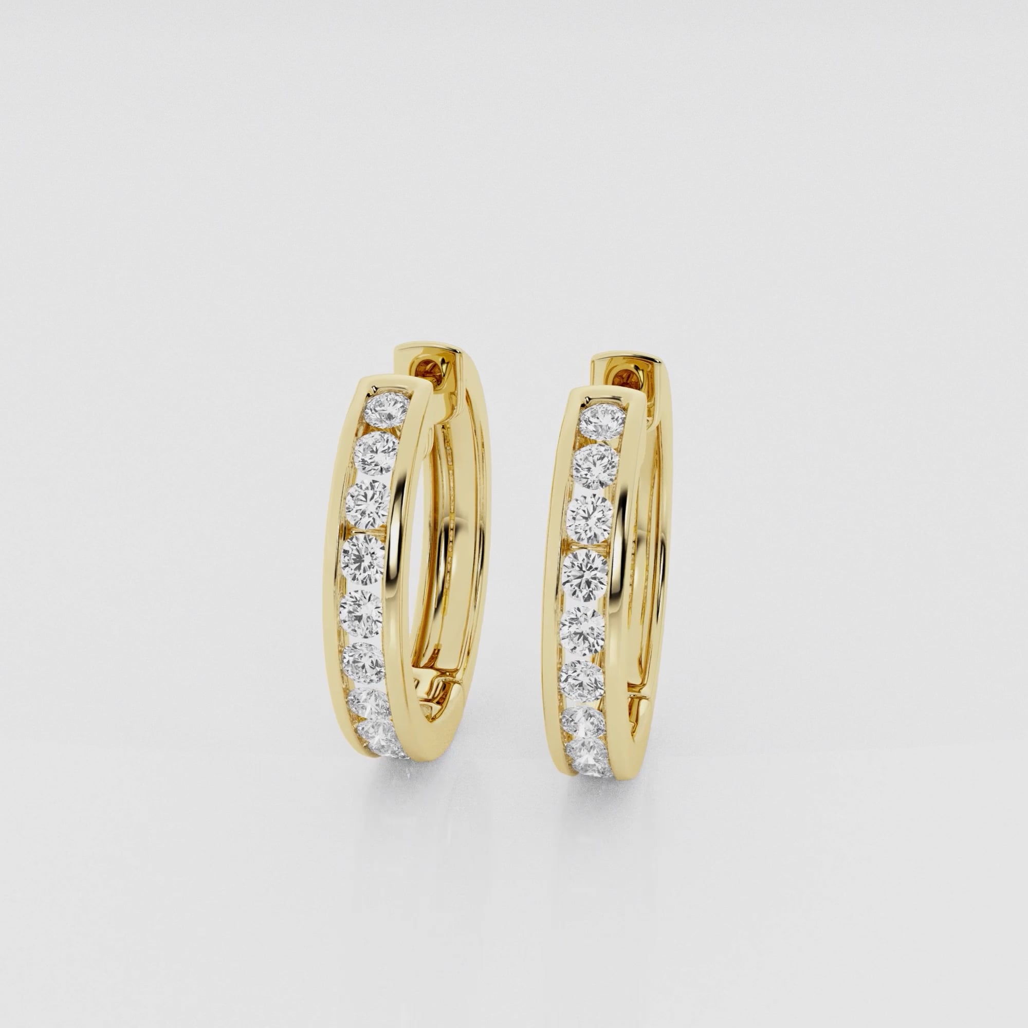 1 ctw Round Lab Grown Diamond Channel Set Hoop Earrings - Grownbrilliance