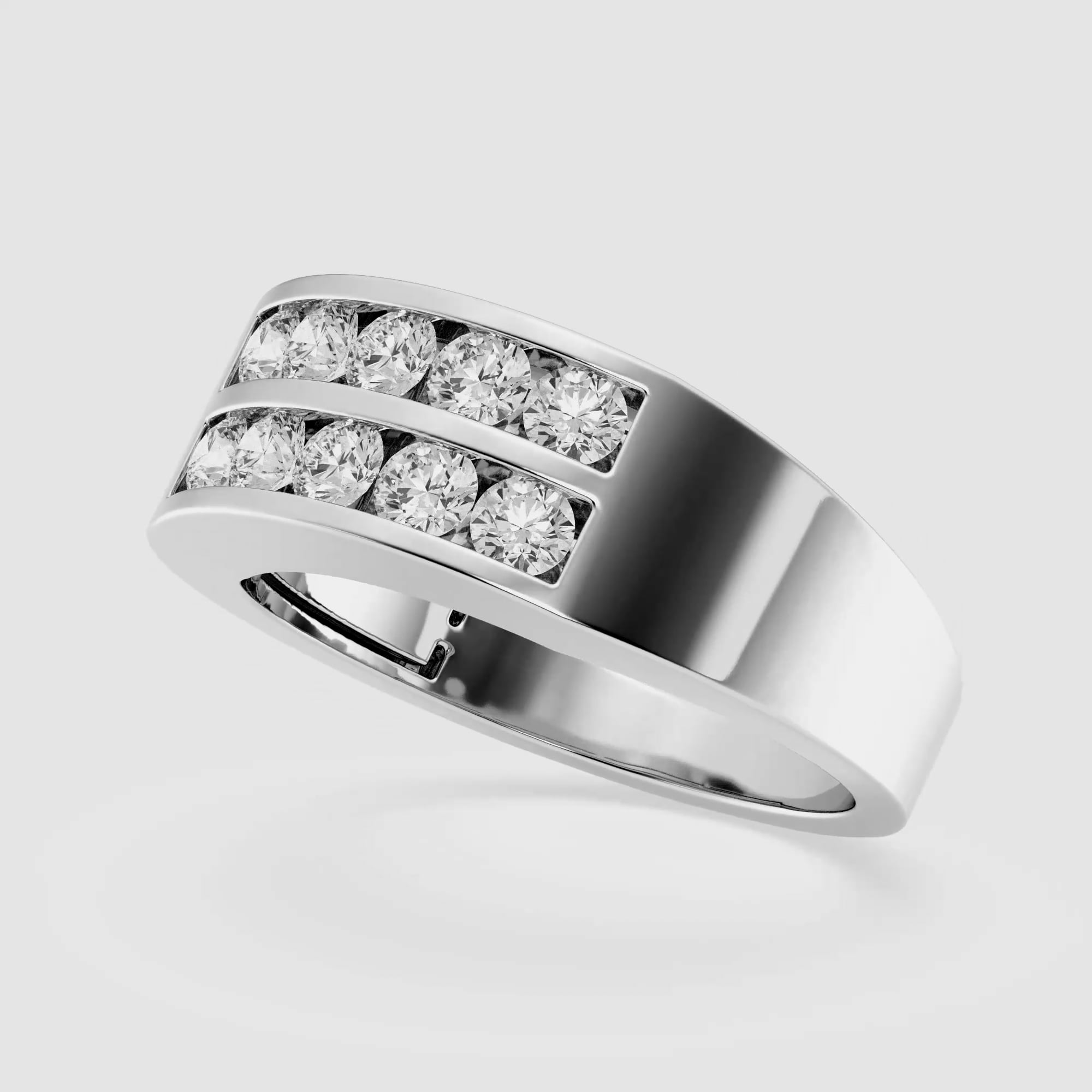 1 ctw Round Lab Grown Diamond Mens Double Row Channel Set Wedding Band ...