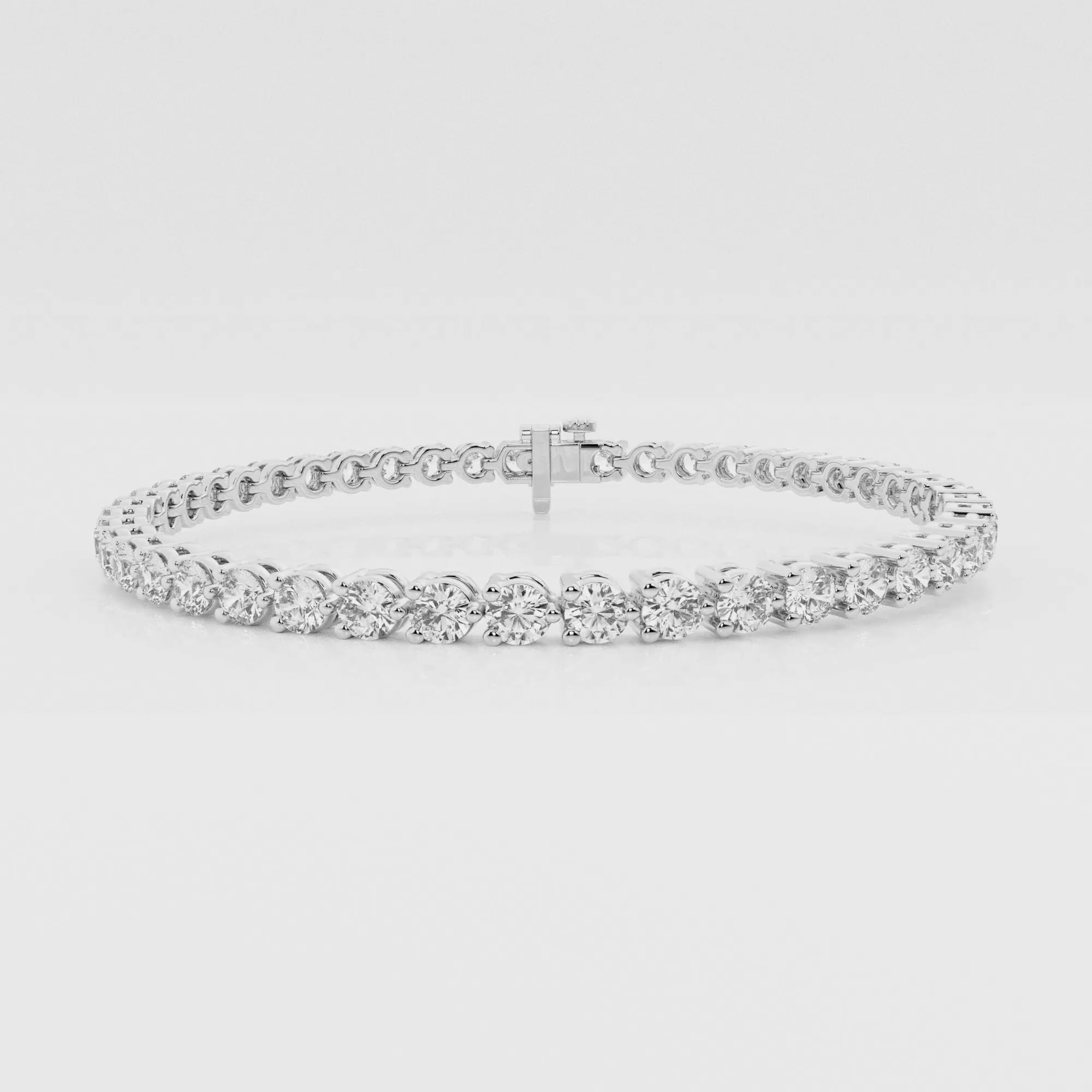 5 Ctw Round Lab Grown Diamond Three Prong Tennis Bracelet 7 Inches
