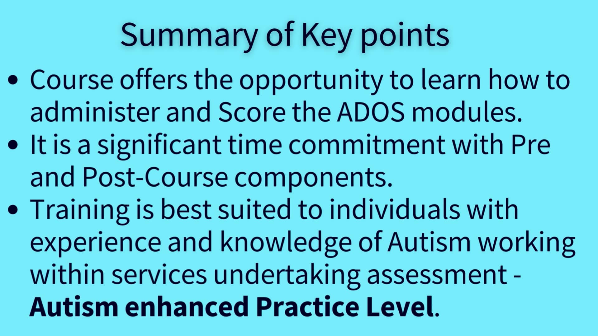 What ADOS training involves on Vimeo