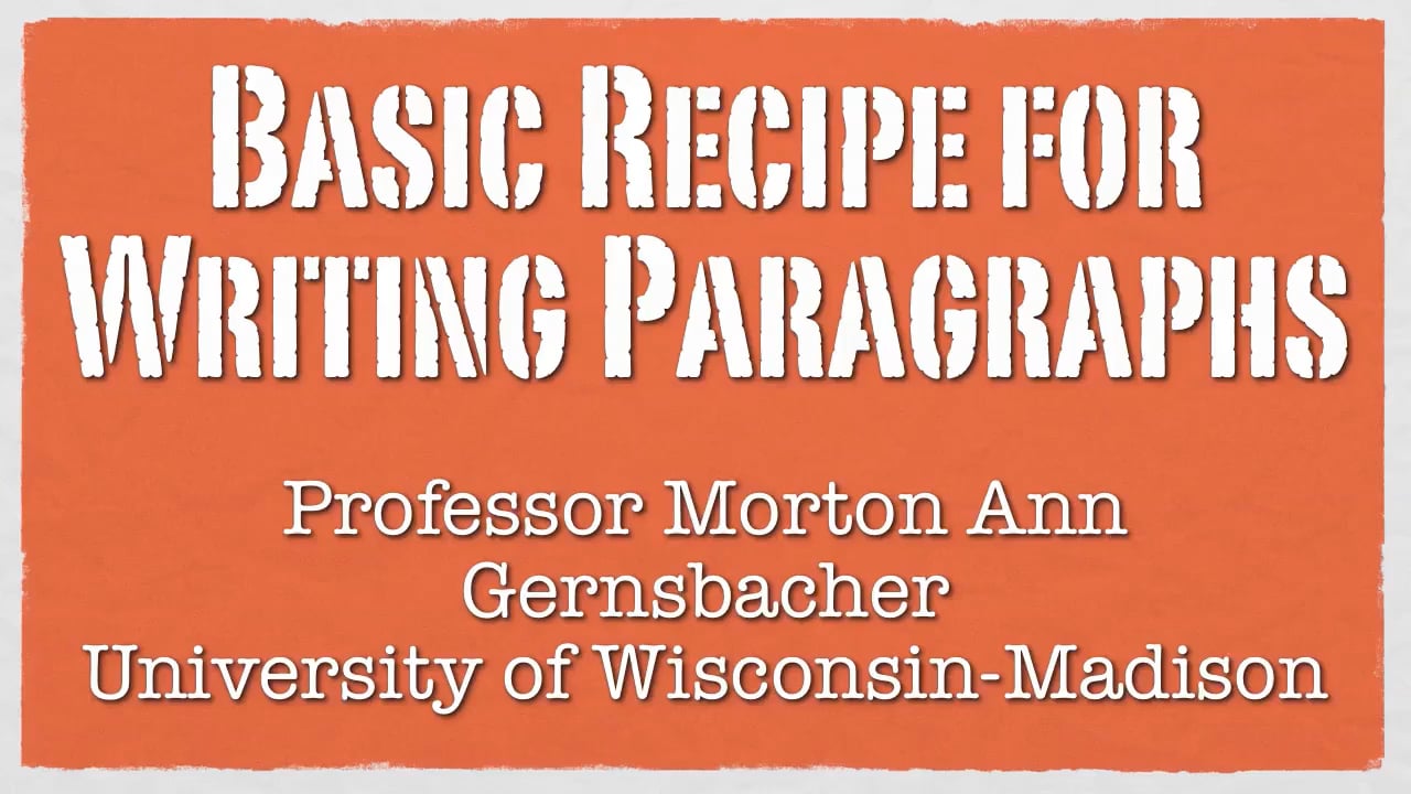 Basic Recipe for Writing Paragraphs [captioned]