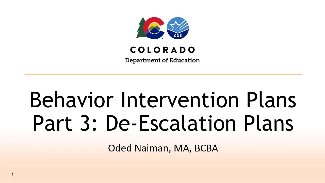 Behavior Intervention Plans (BIP) Part 3 - De Escalation Plans on Vimeo