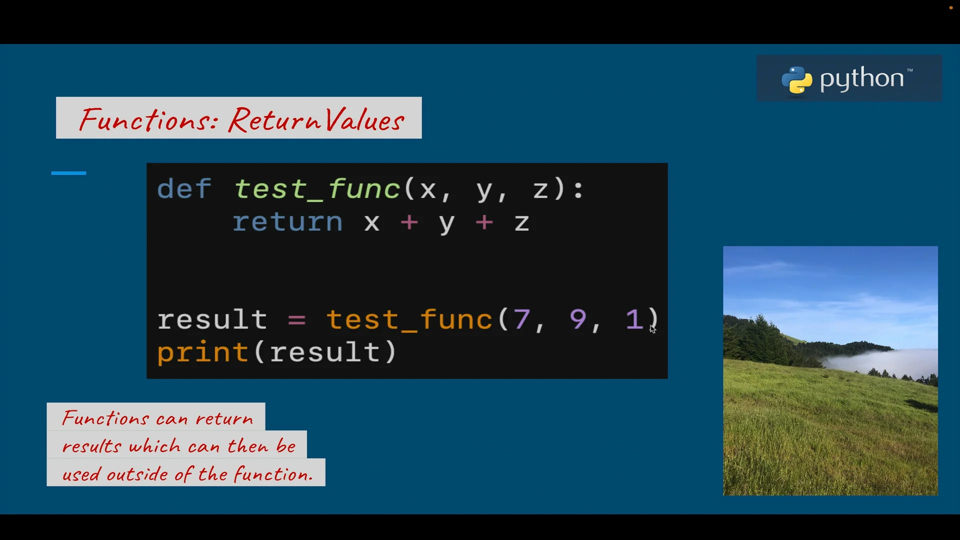 Learning Python - Week6 / Return Values on Vimeo
