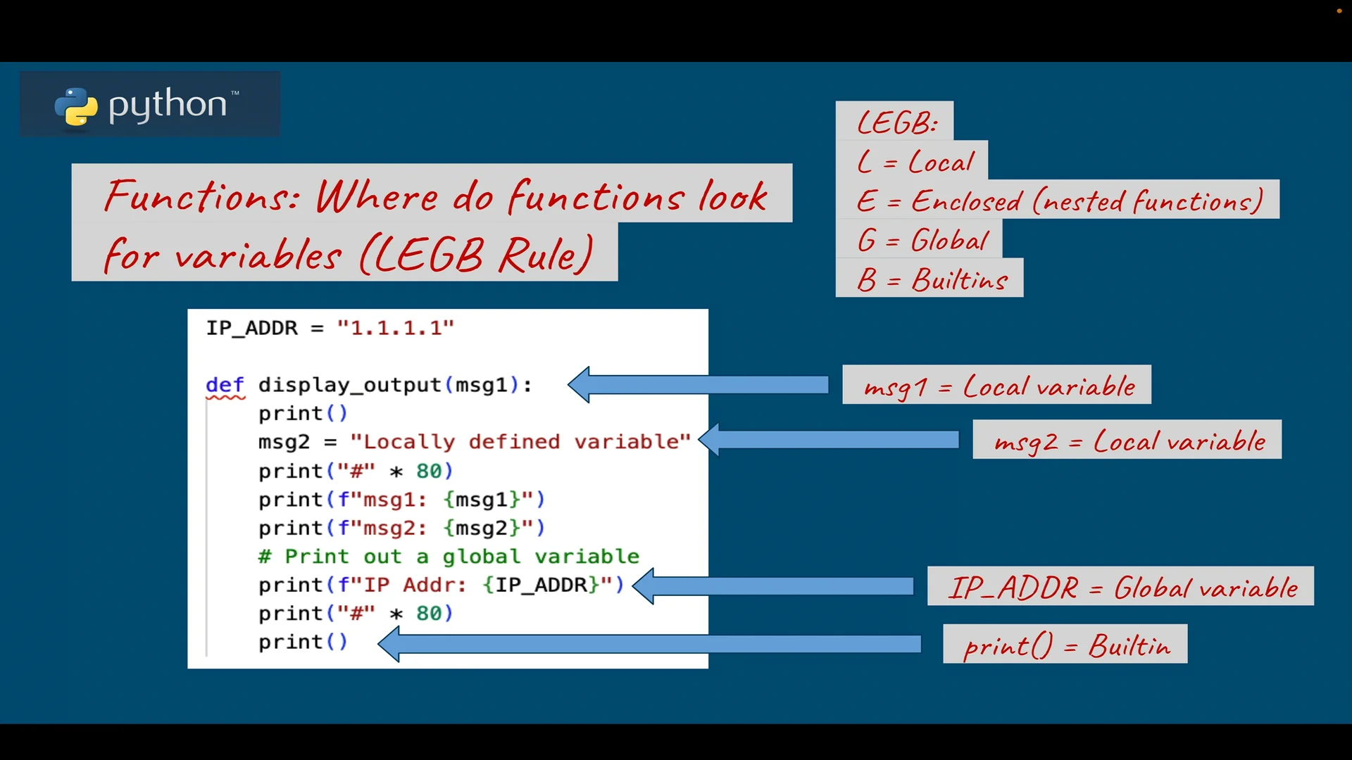 Learning Python - Week6 / LEGB Rules - Resolving Names on Vimeo