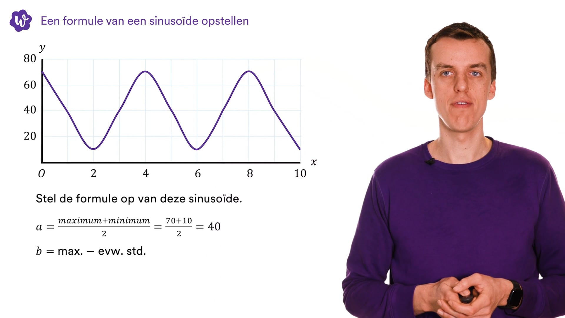 Een formule van een sinusoïde opstellen (WisB) oefenen | StudyGo