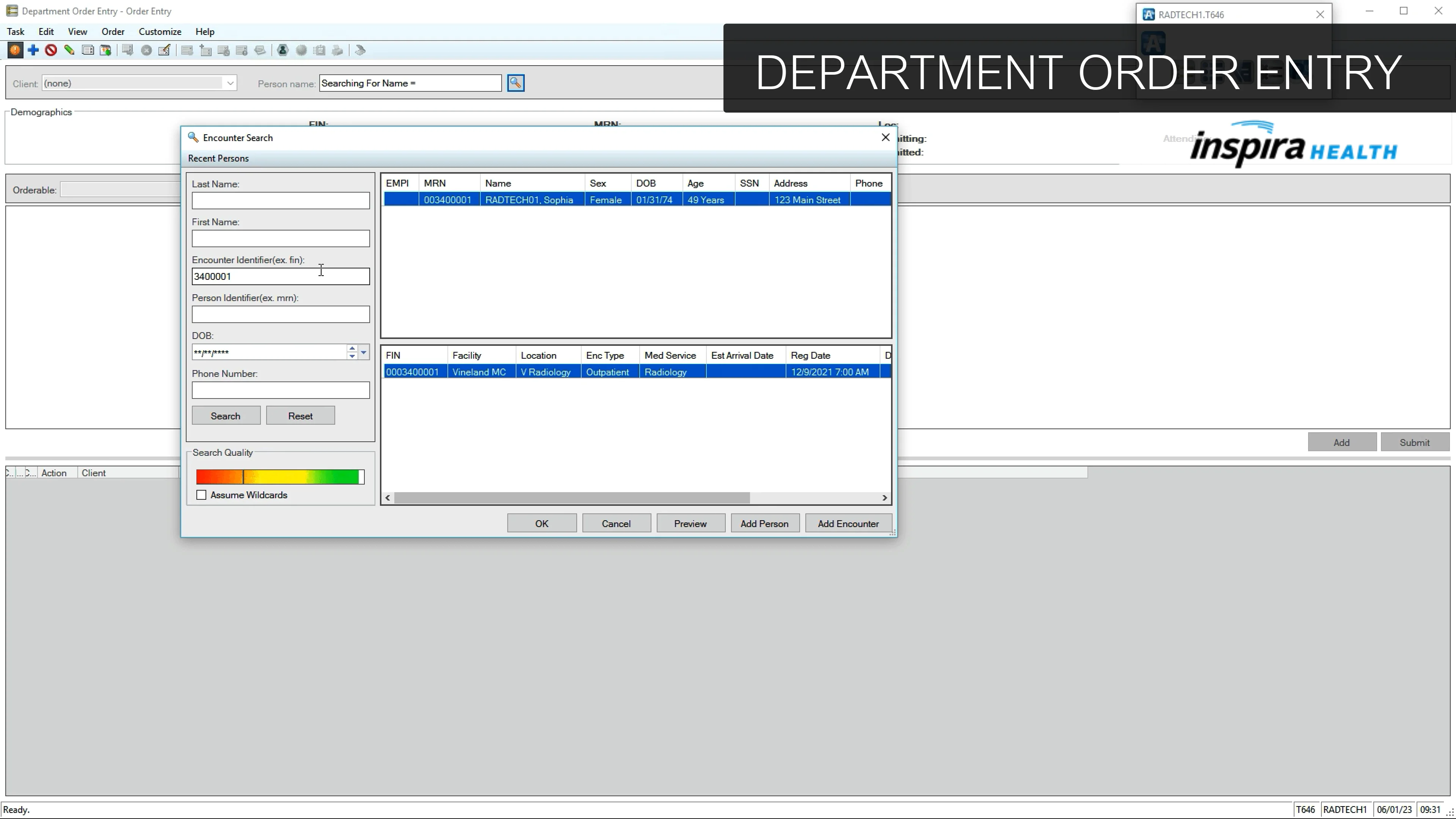 RadNet Department Order Entry