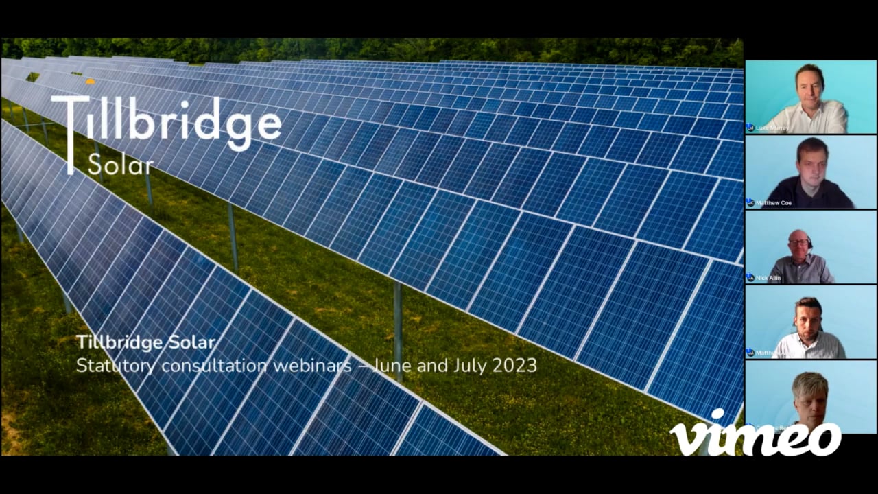 Tillbridge Solar webinar recording June and July 2023 on Vimeo