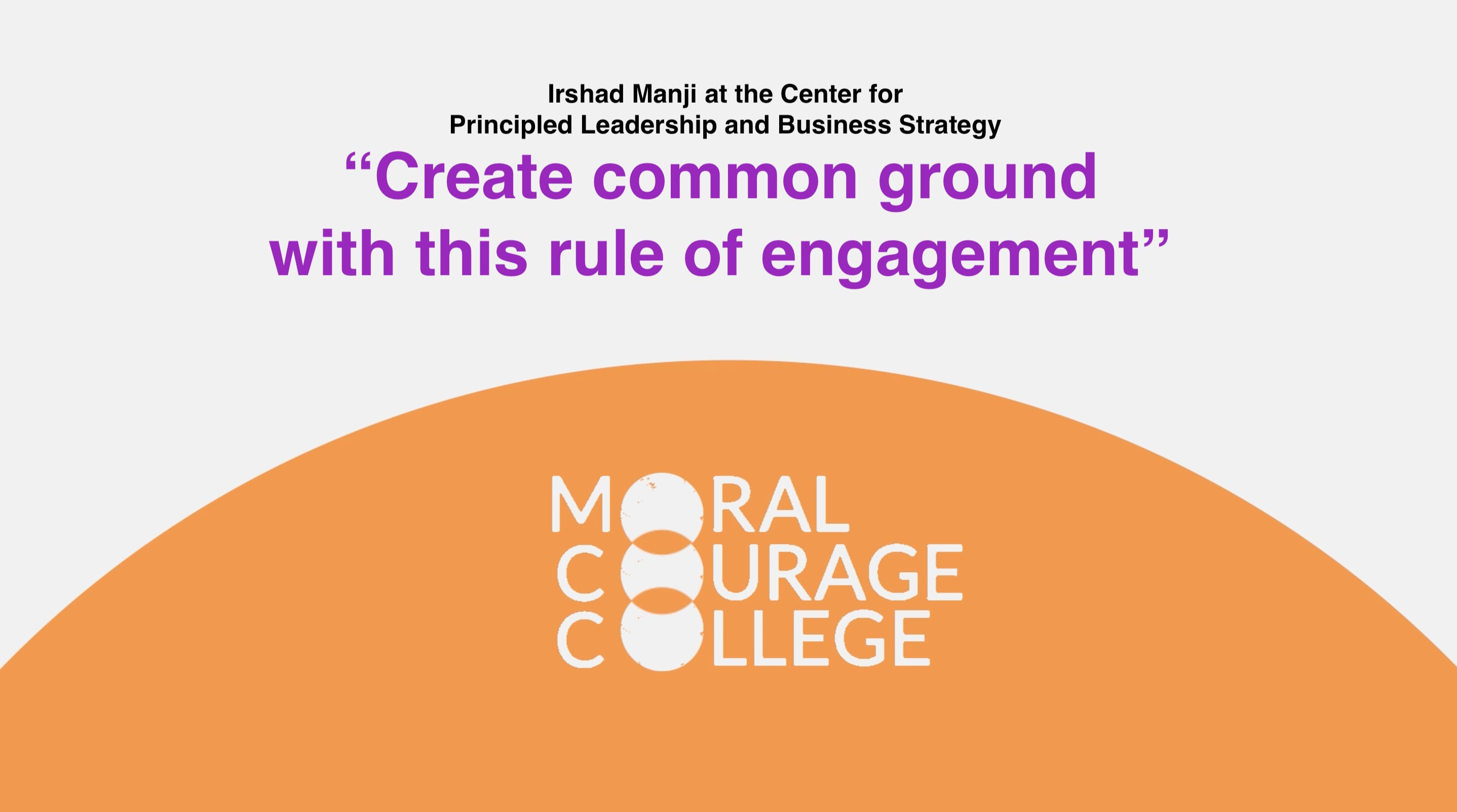 Create common ground with this rule of engagement on Vimeo