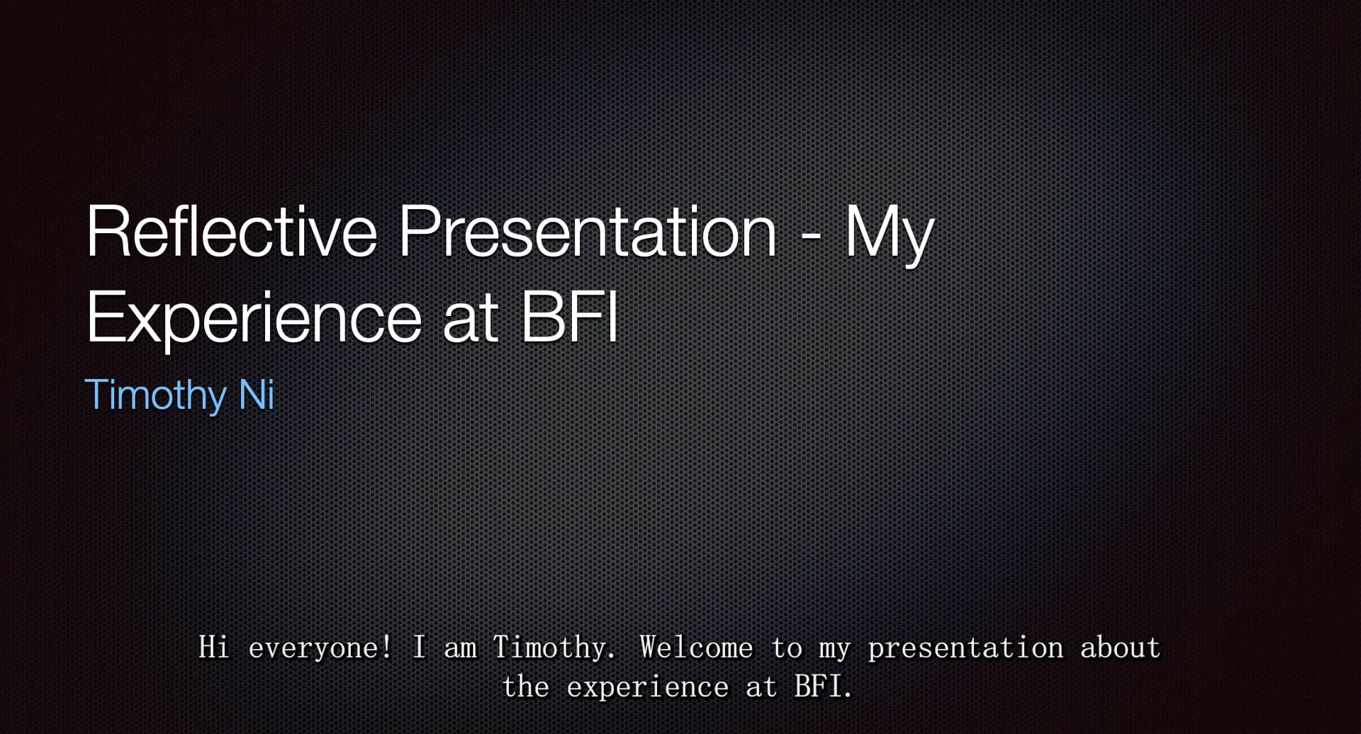 Reflective Presentation on Vimeo