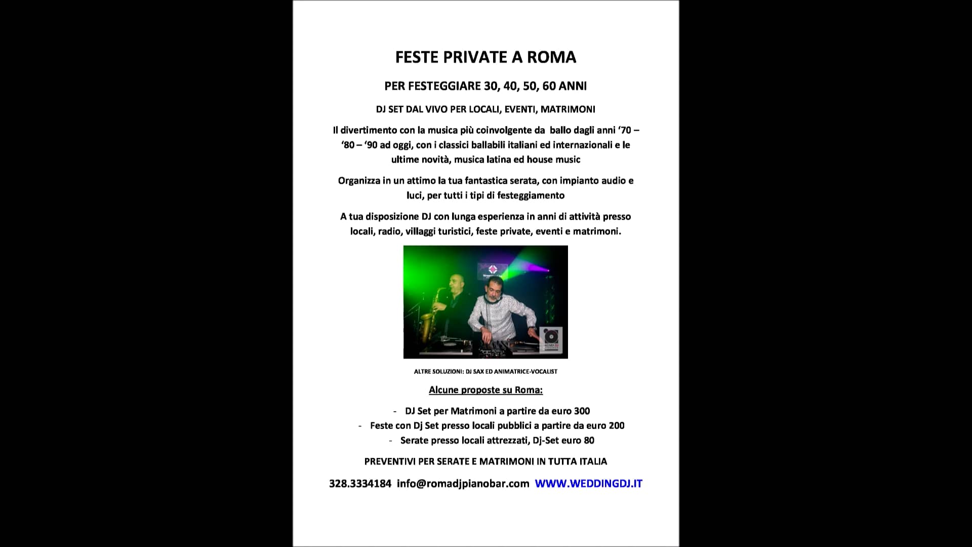 Feste Private a Roma Il divertimento con la musica più bella degli anni 70 - 80 - 90 Dj Set ...