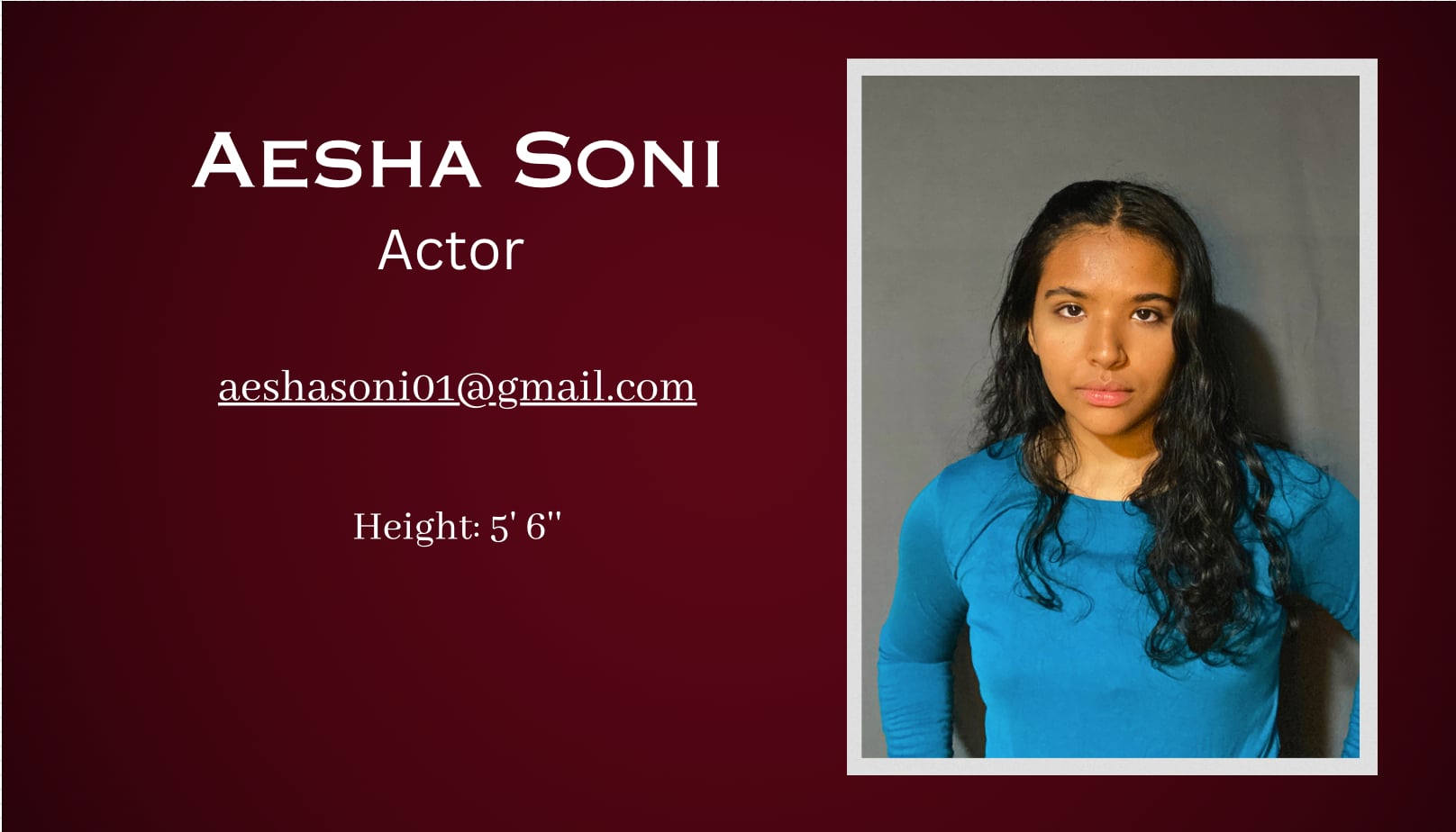 Acting_Reel_Aesha_Soni on Vimeo