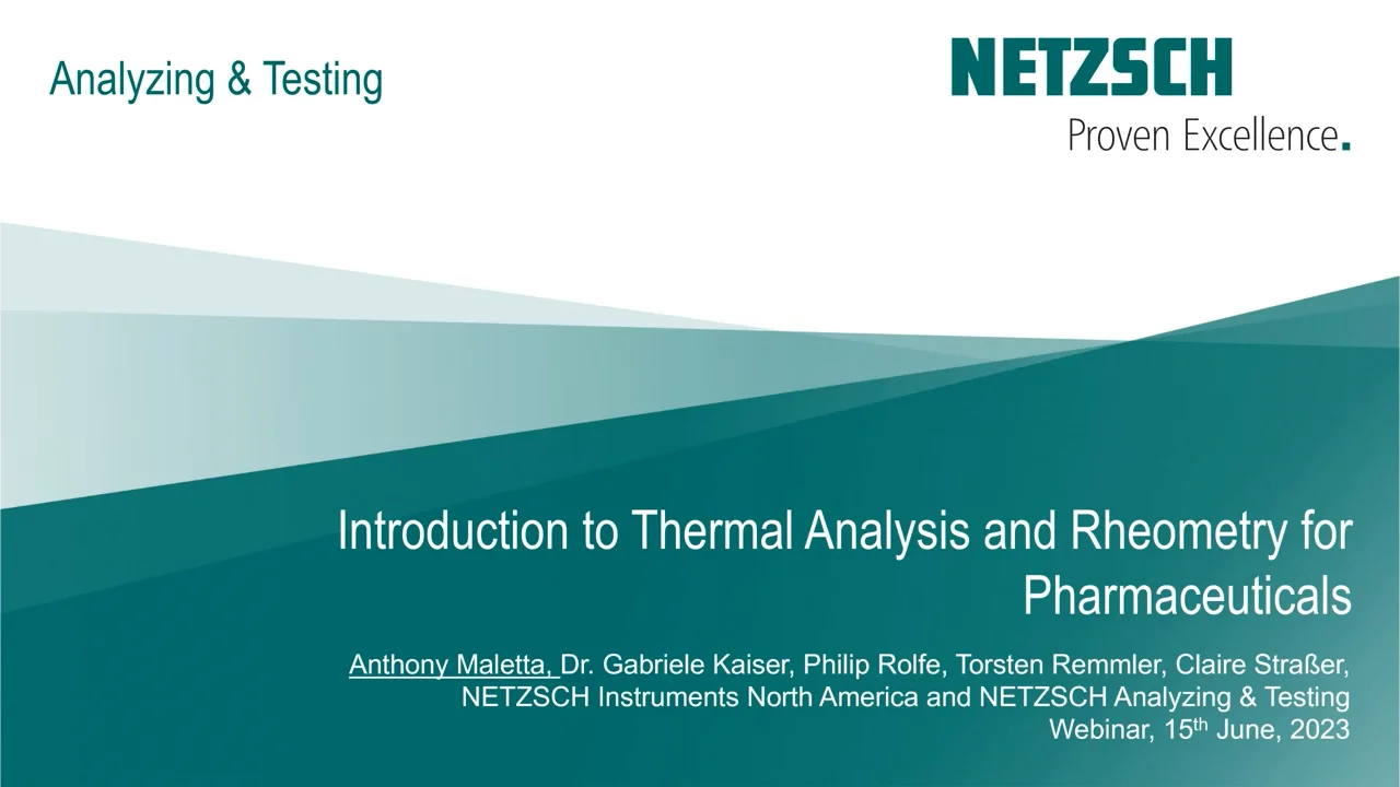 An Introduction to Thermal Analysis and Rheology for Pharmaceuticals