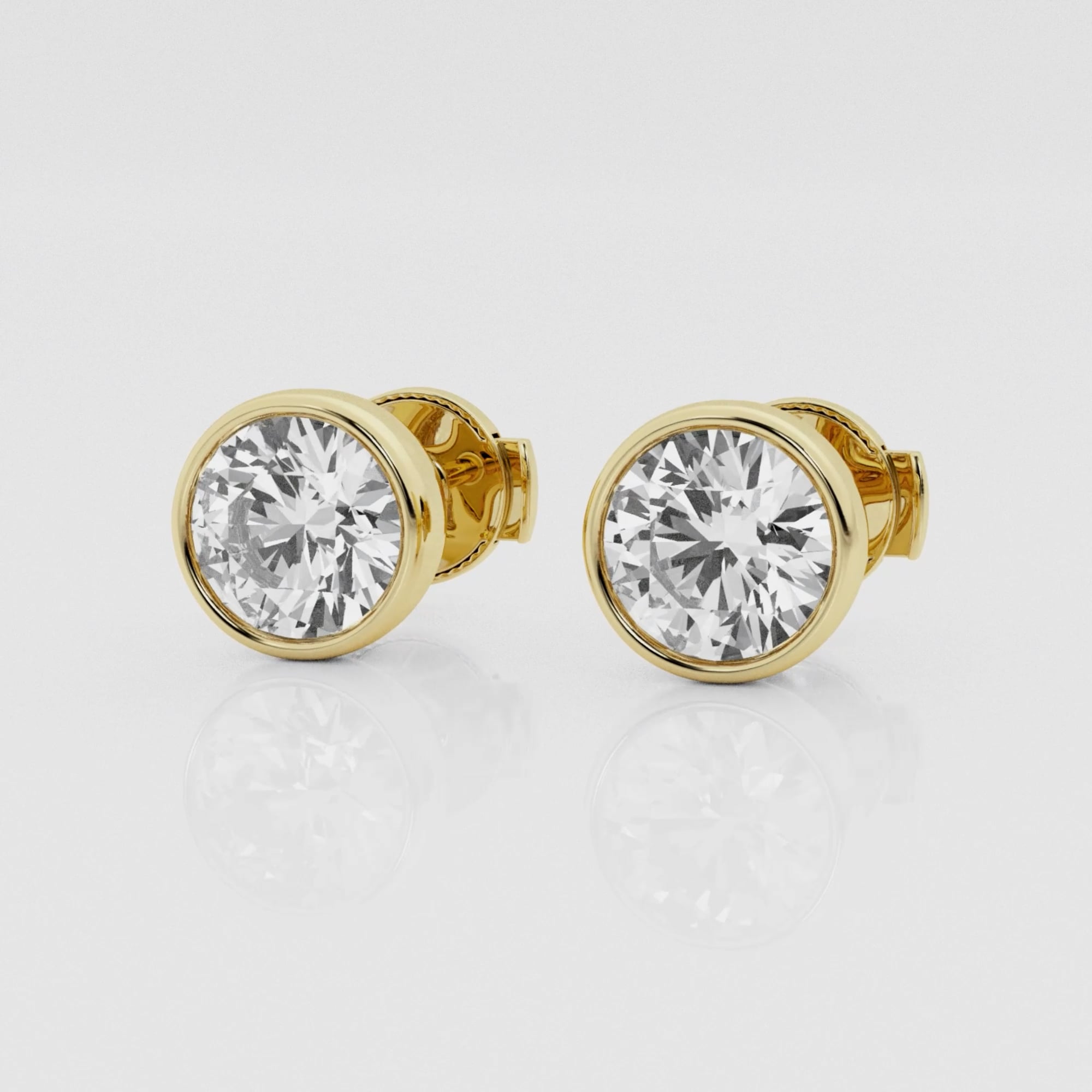 2 ctw Round Lab Grown Diamond Bezel Set Solitaire Certified Stud Earrings - Grownbrilliance