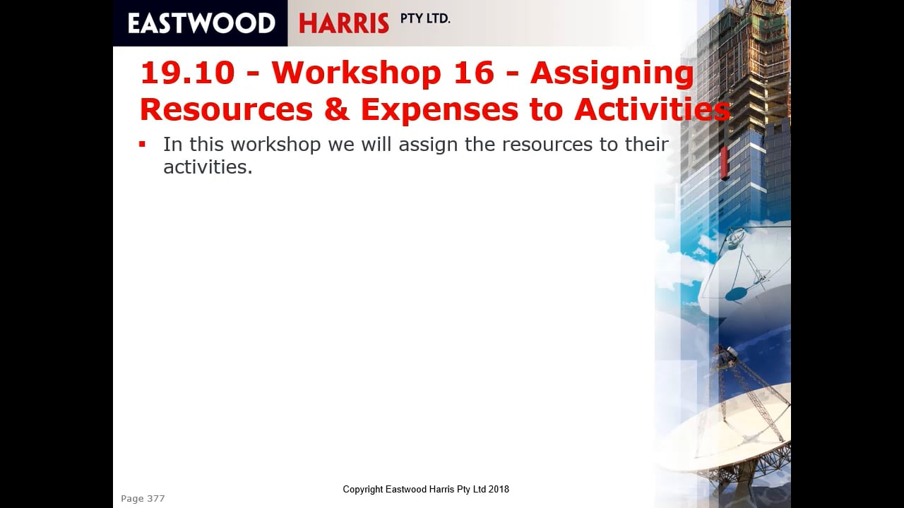 19.10 Workshop 16 - 6 Dec 21 Start Date - Assigning Resources and Expenses to Activities on Vimeo