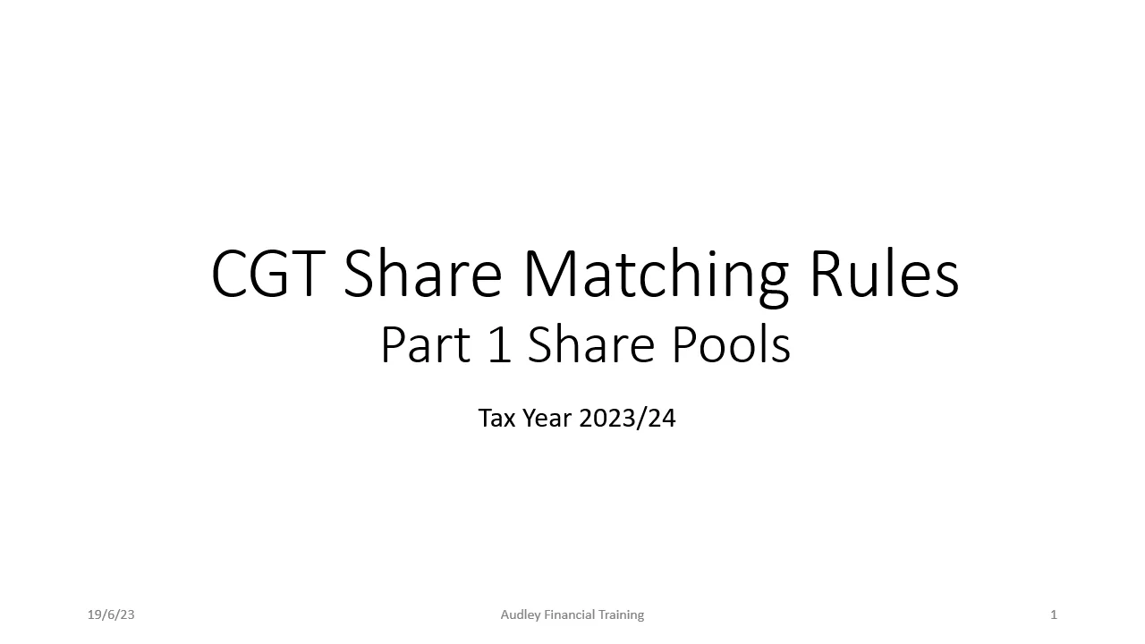 CGT Share Matching Rules Part 1 on Vimeo