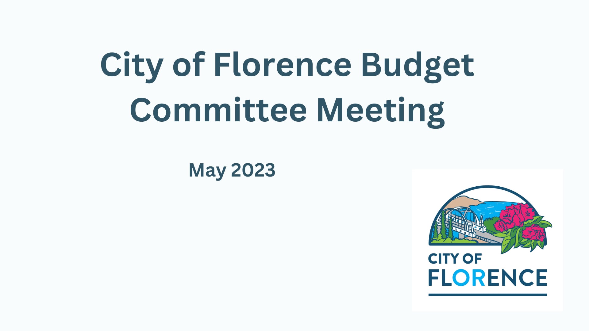 City of Florence Budget Committee Meeting - May 2023 on Vimeo