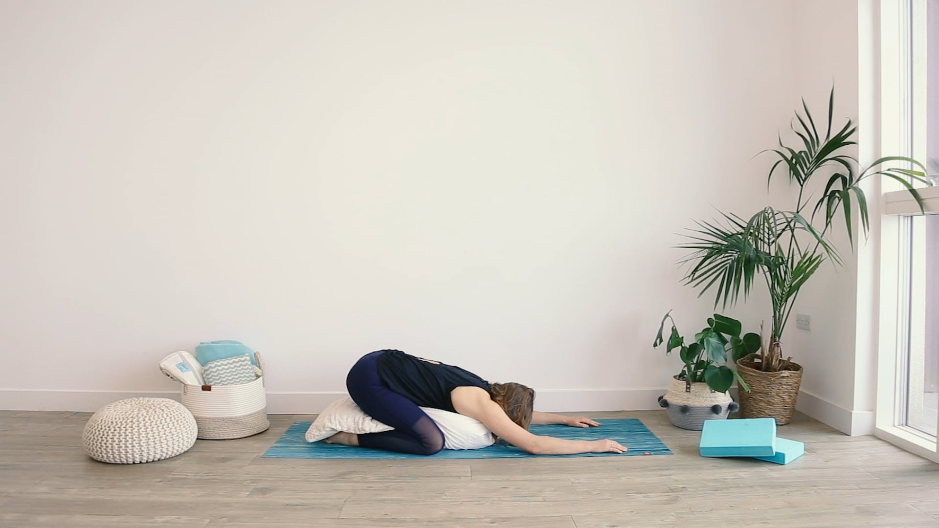 Modified Child's Pose with Two Pillows on Vimeo