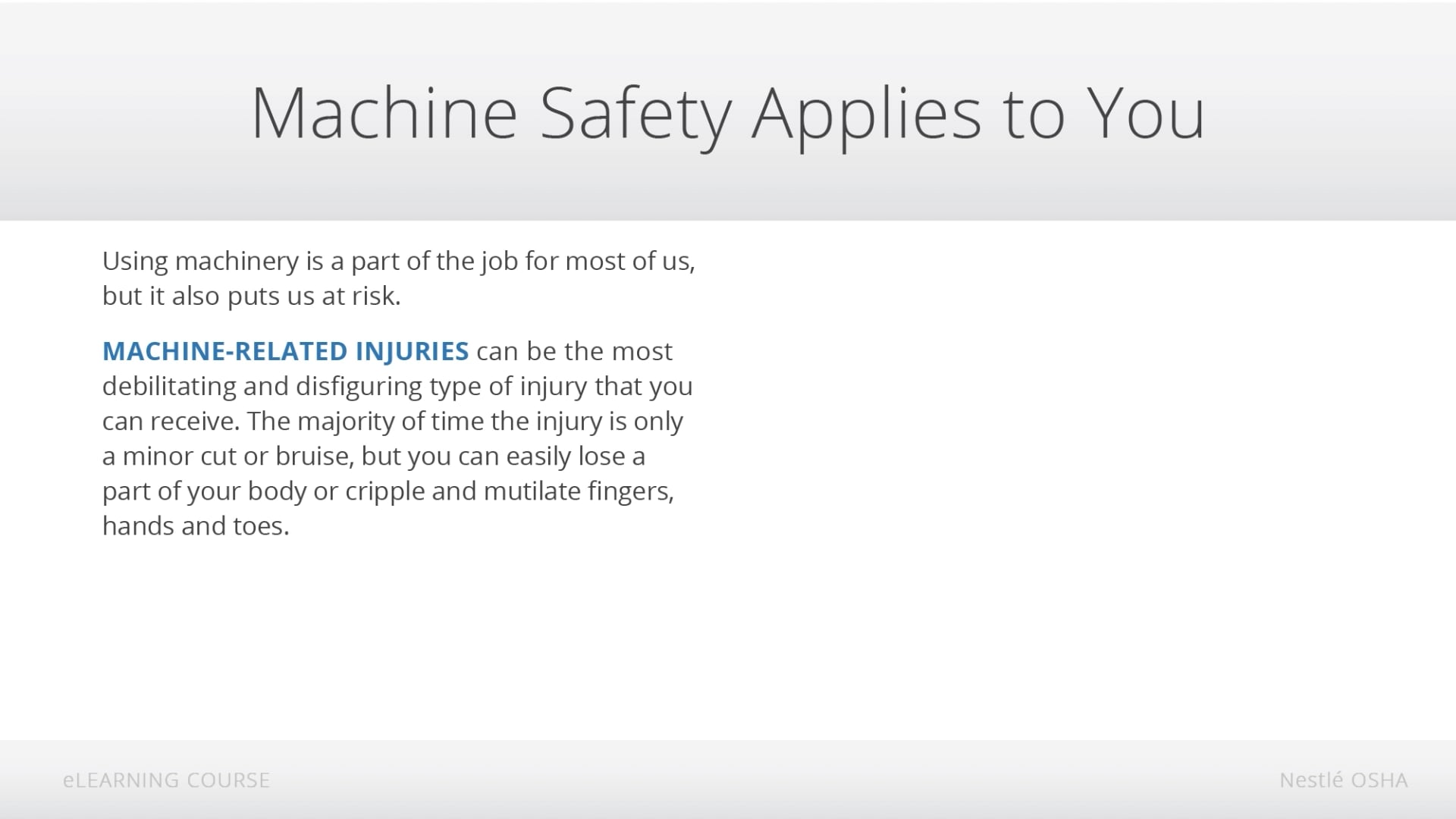 Nestle OSHA Refresher_Module 5 on Vimeo