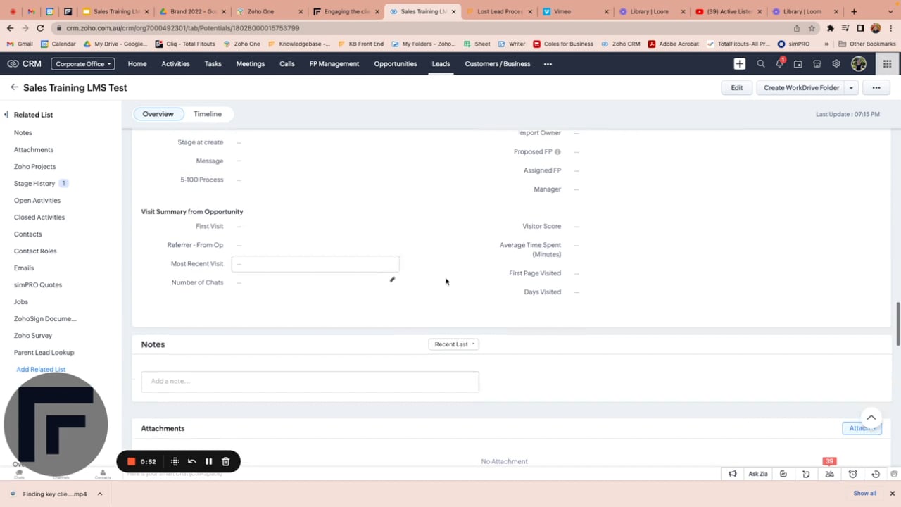 Note taking and task reminders in CRM on Vimeo