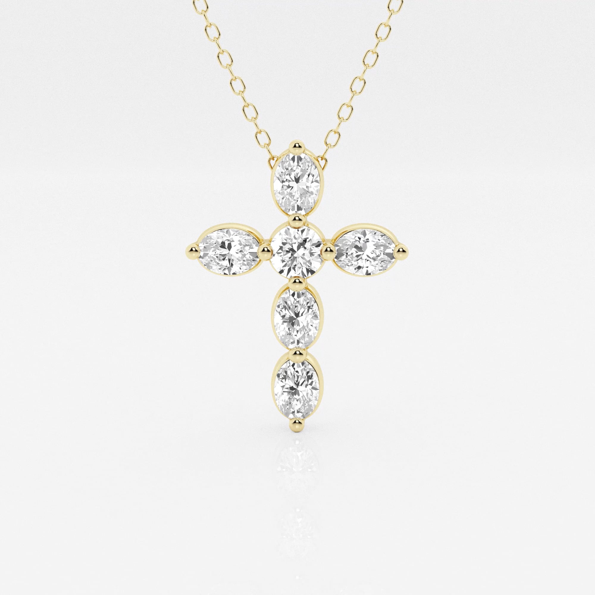 1 ctw Round and Oval Lab Grown Diamond Floating Cross Pendant ...